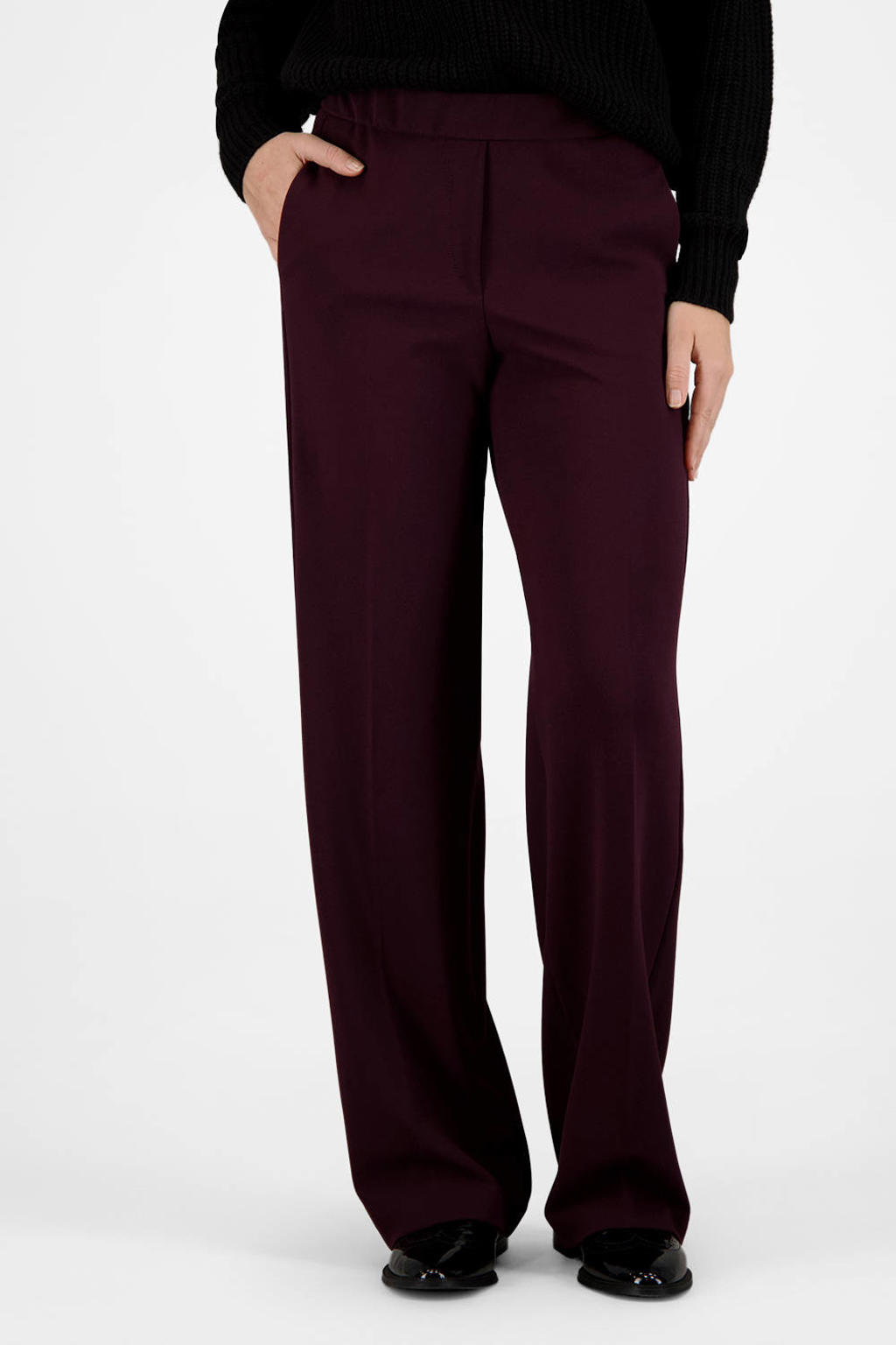 gardeur wide leg regular waist broek donkerrood | wehkamp