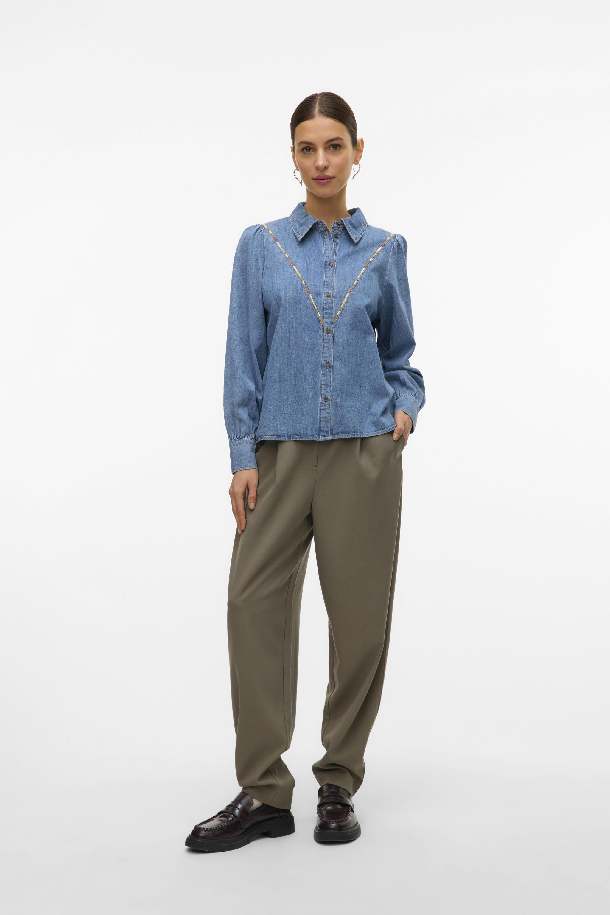VERO MODA denim blouse medium blue denim | wehkamp