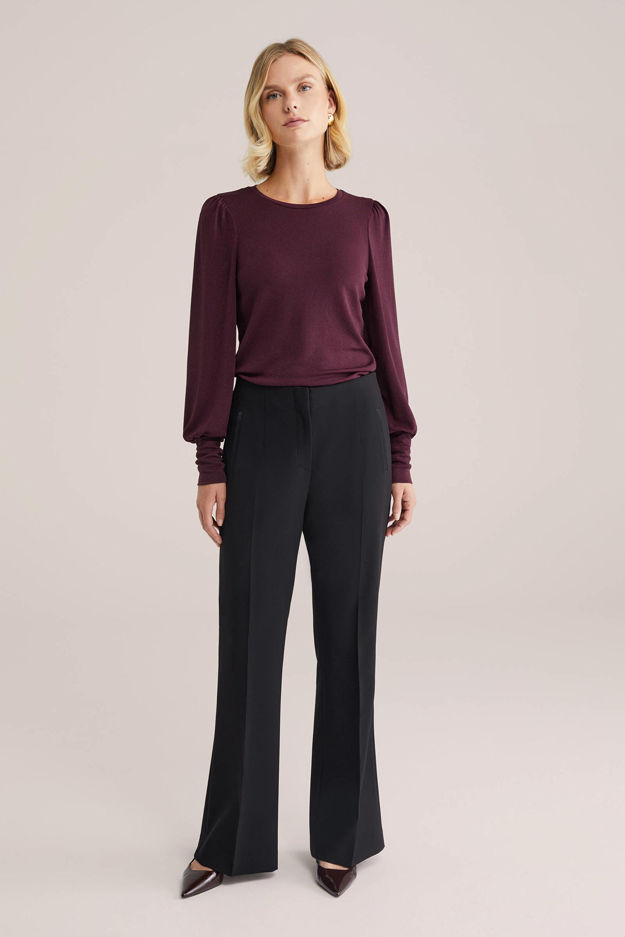 WE Fashion top donkerrood met glitter | wehkamp