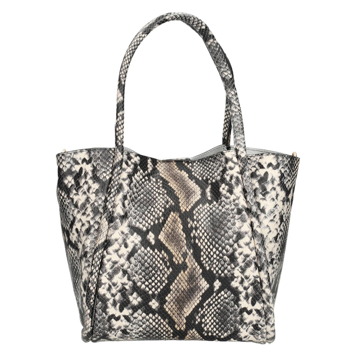 Fred de la Bretoniere leren shopper Nalani met slangenprint beige | wehkamp
