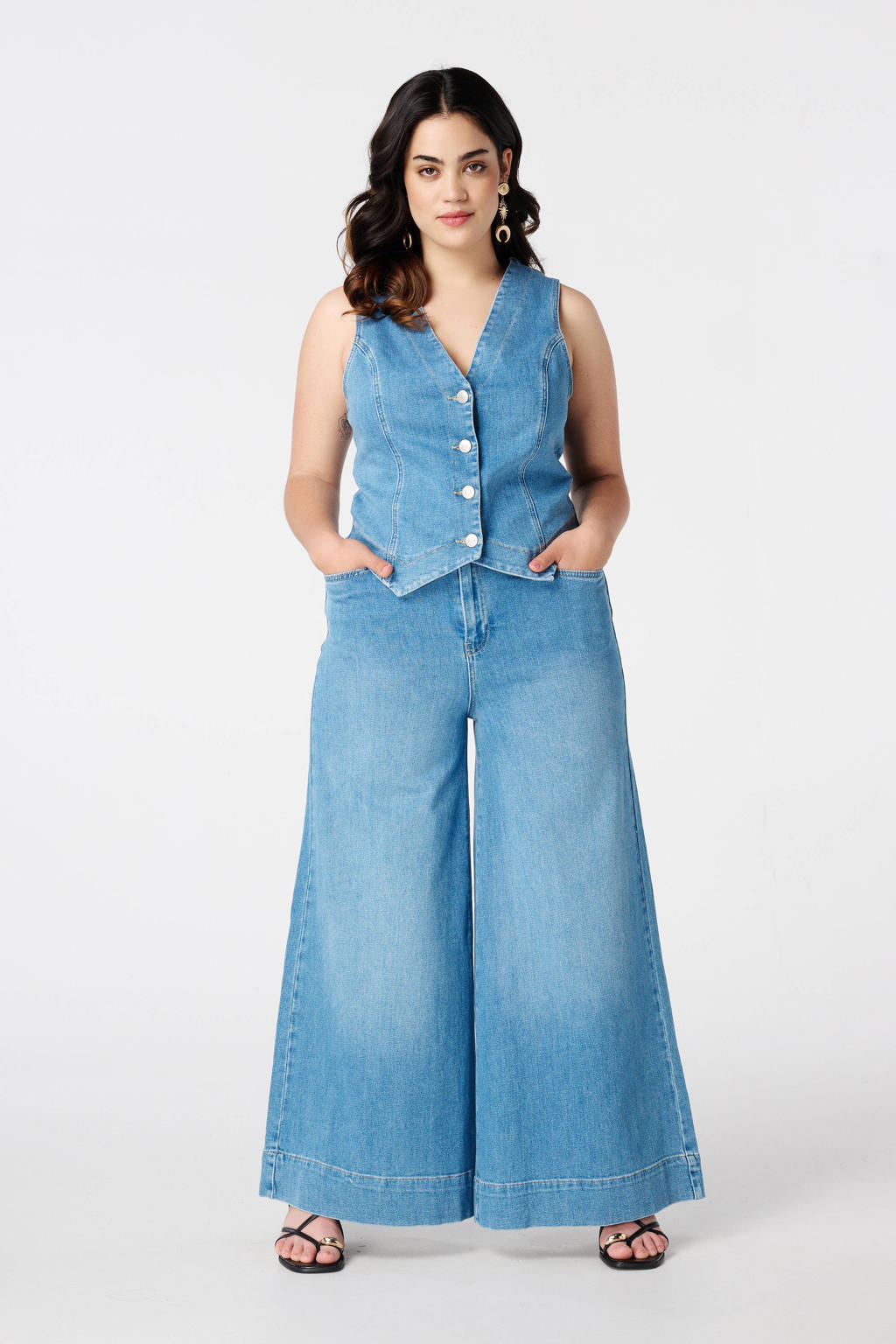 MS Mode denim gilet light blue denim | wehkamp