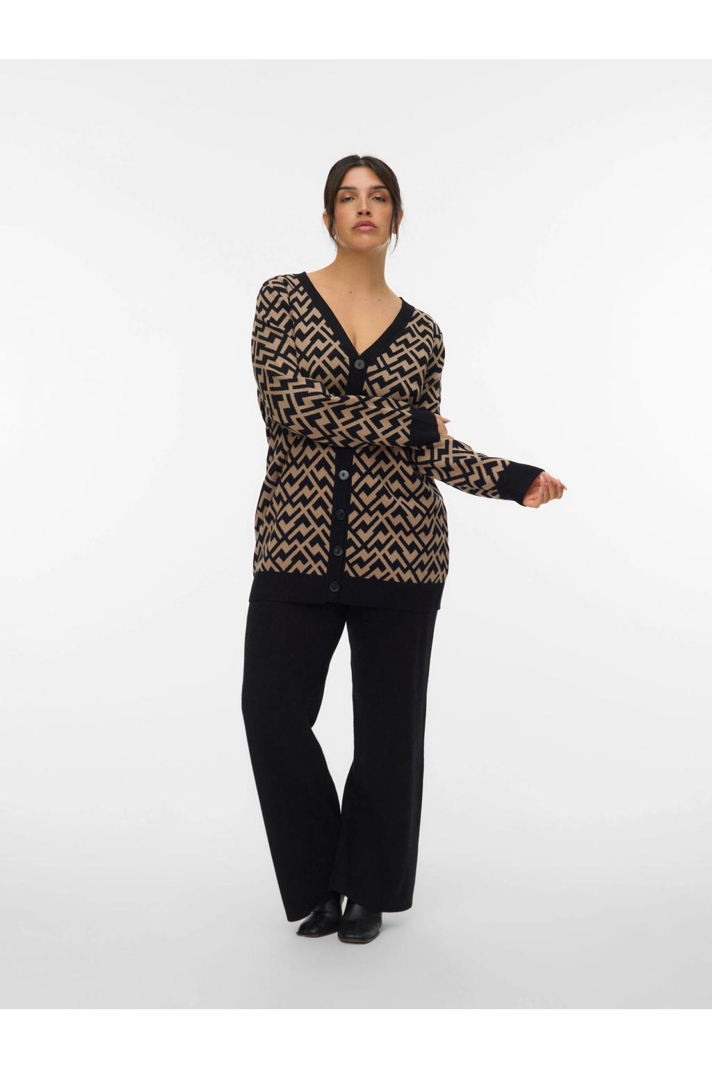 VERO MODA CURVE gebreid vest beige | wehkamp