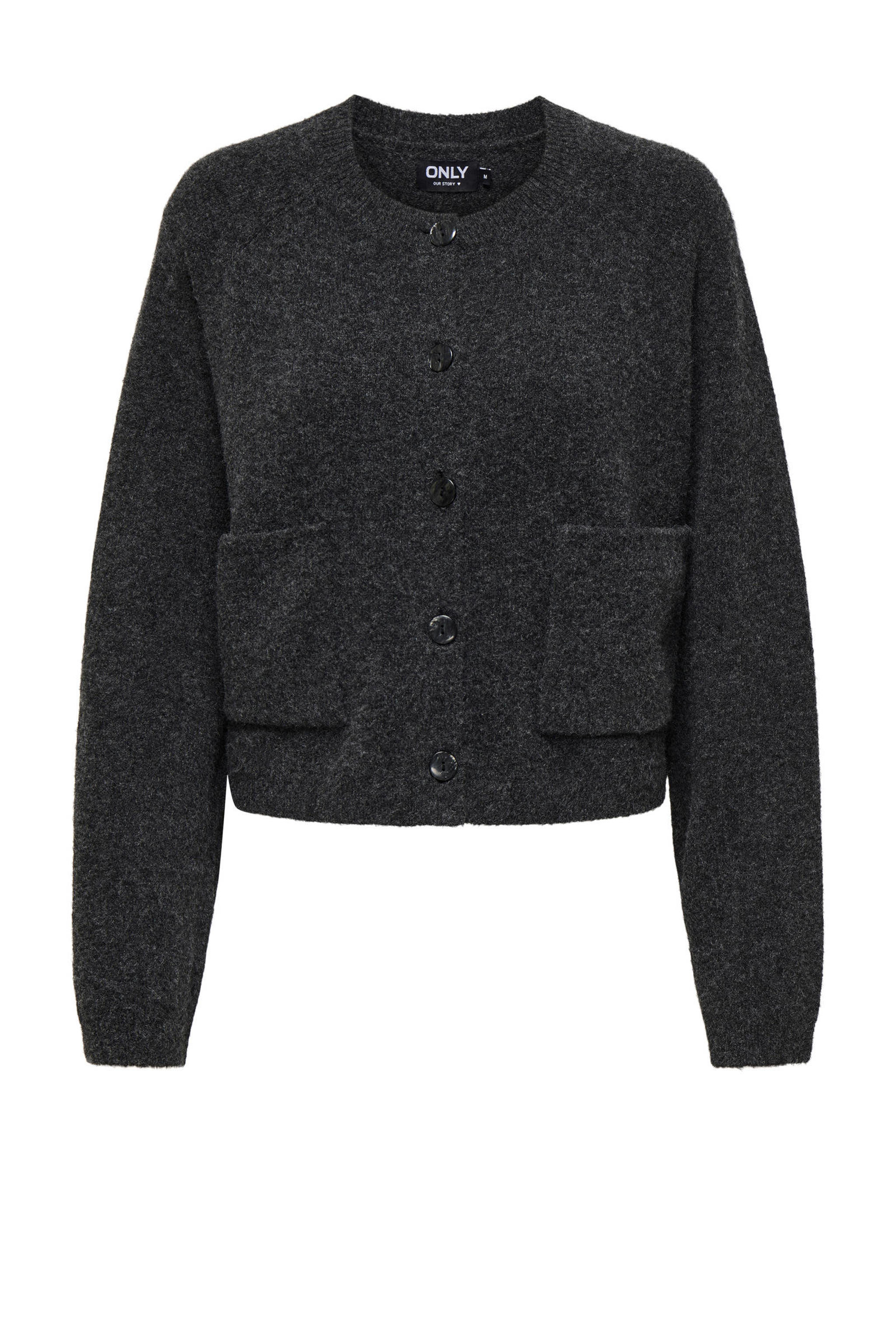 ONLY gebreid vest met wol grijs melange | wehkamp