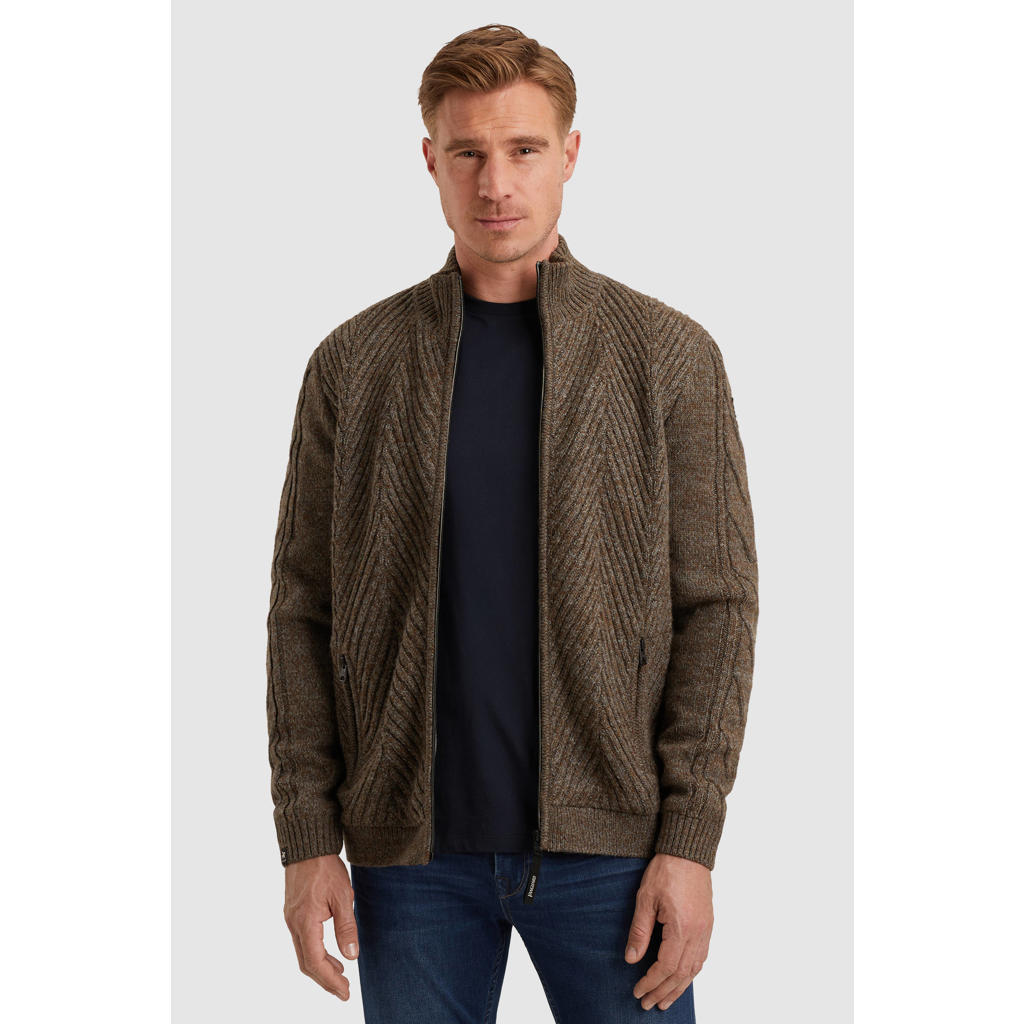 Vanguard vest met wol met ingebreid patroon bruin | wehkamp