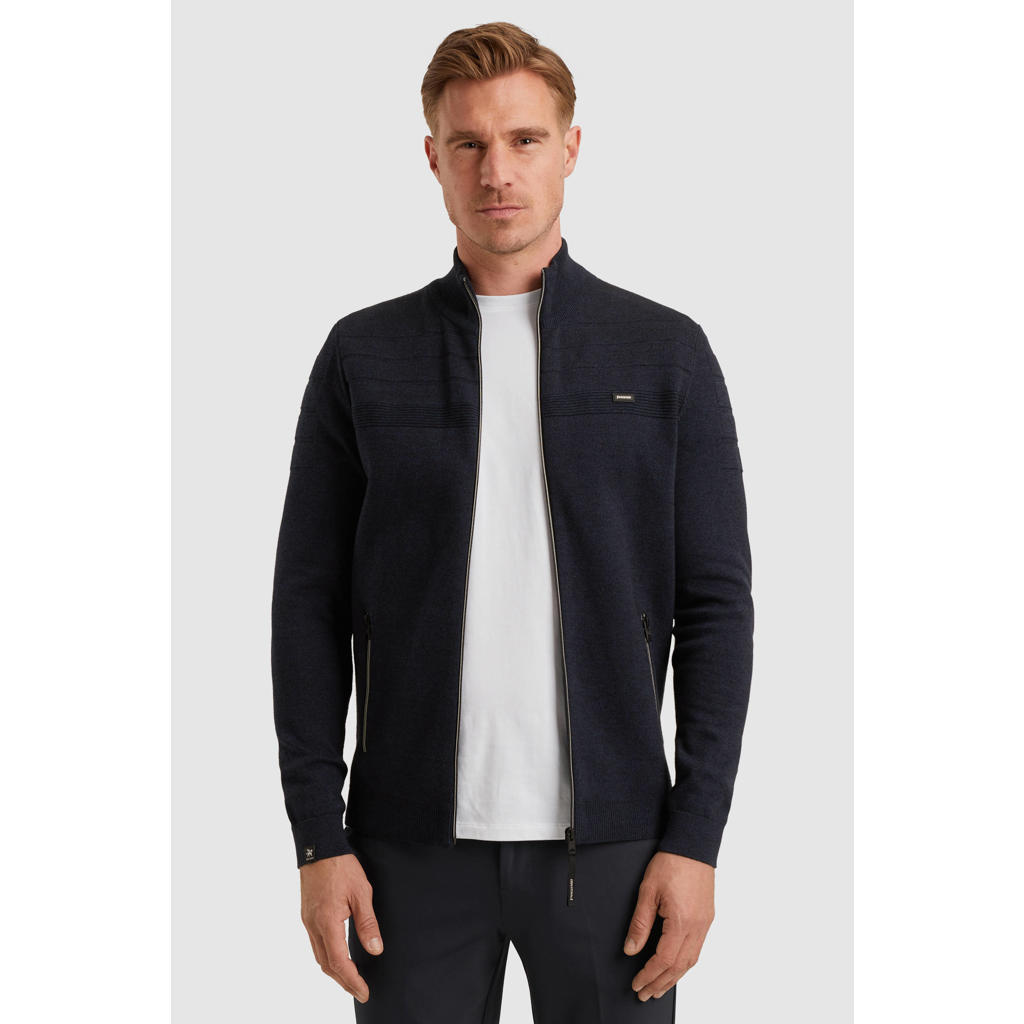 Vanguard vest met ingebreid patroon donkerblauw | wehkamp