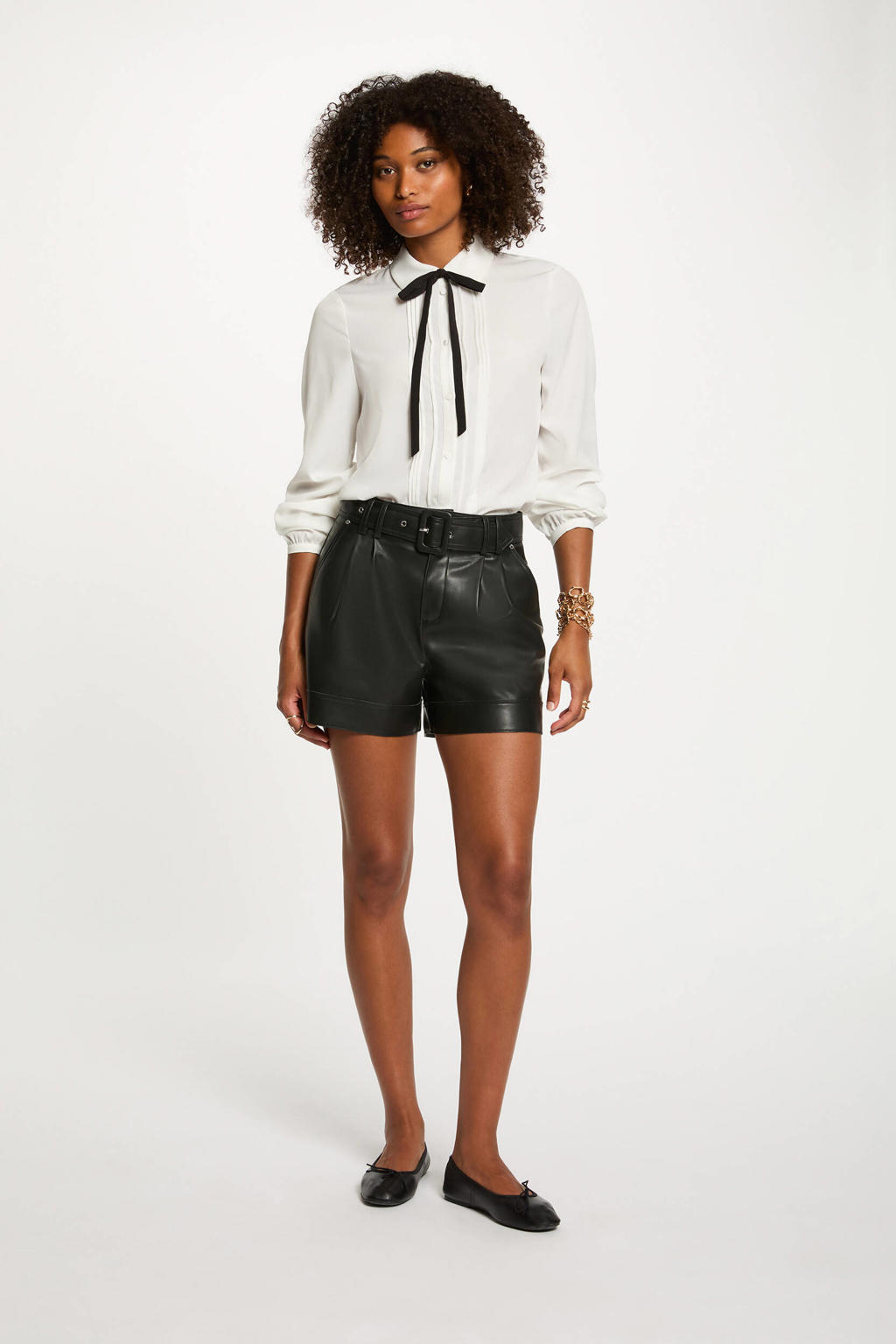 Morgan imitatieleren regular waist casual short zwart | wehkamp