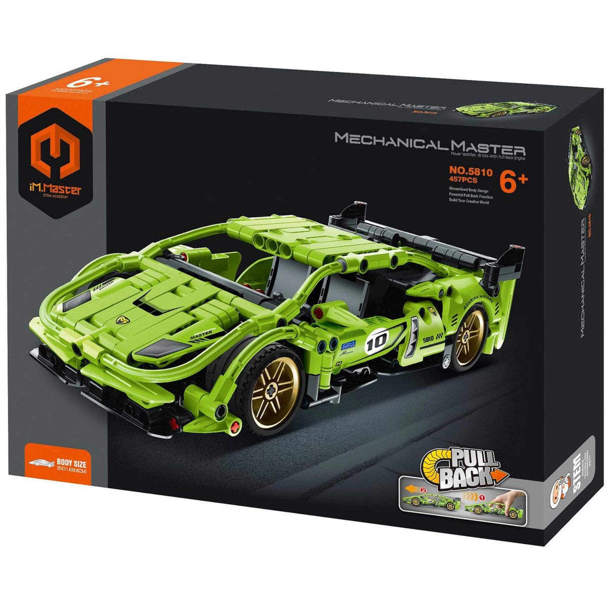 IM.MASTER Pull Back Supercar Groen Constructiespeelset | wehkamp