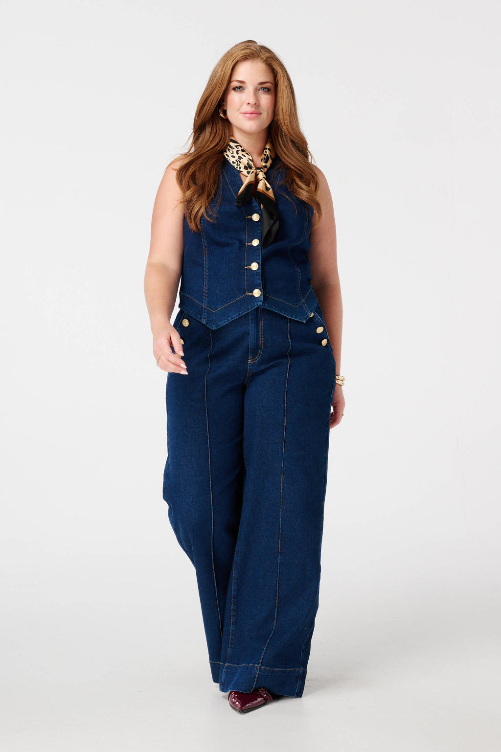 MS Mode gilet dark blue denim | wehkamp