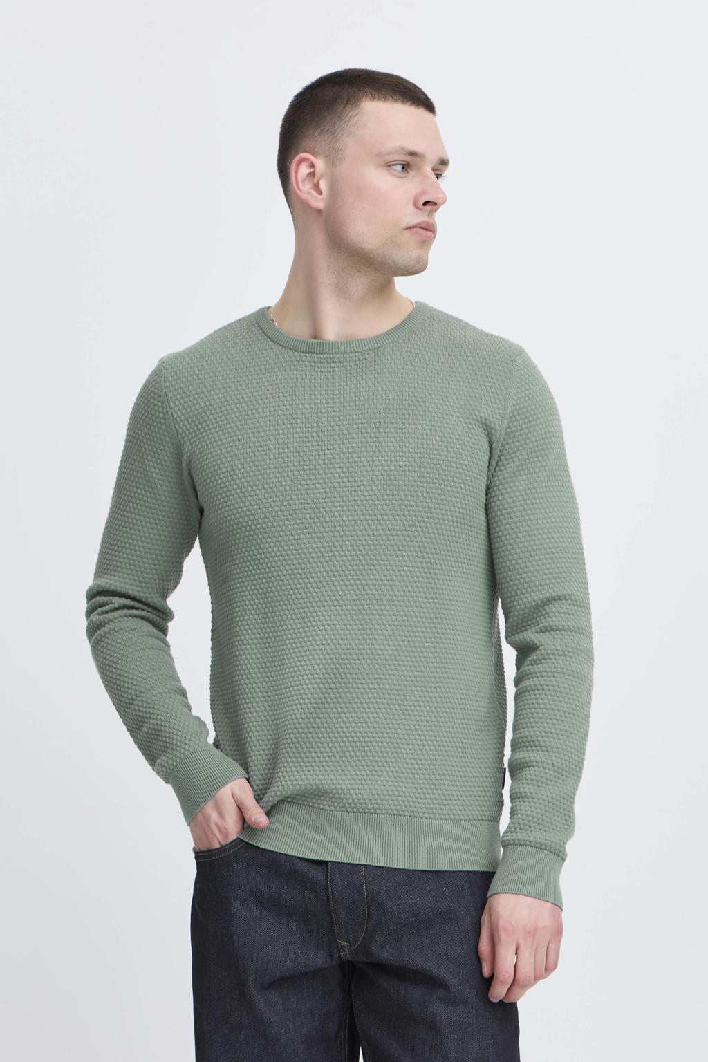 Blend pullover trui met ingebreid patroon groen | wehkamp