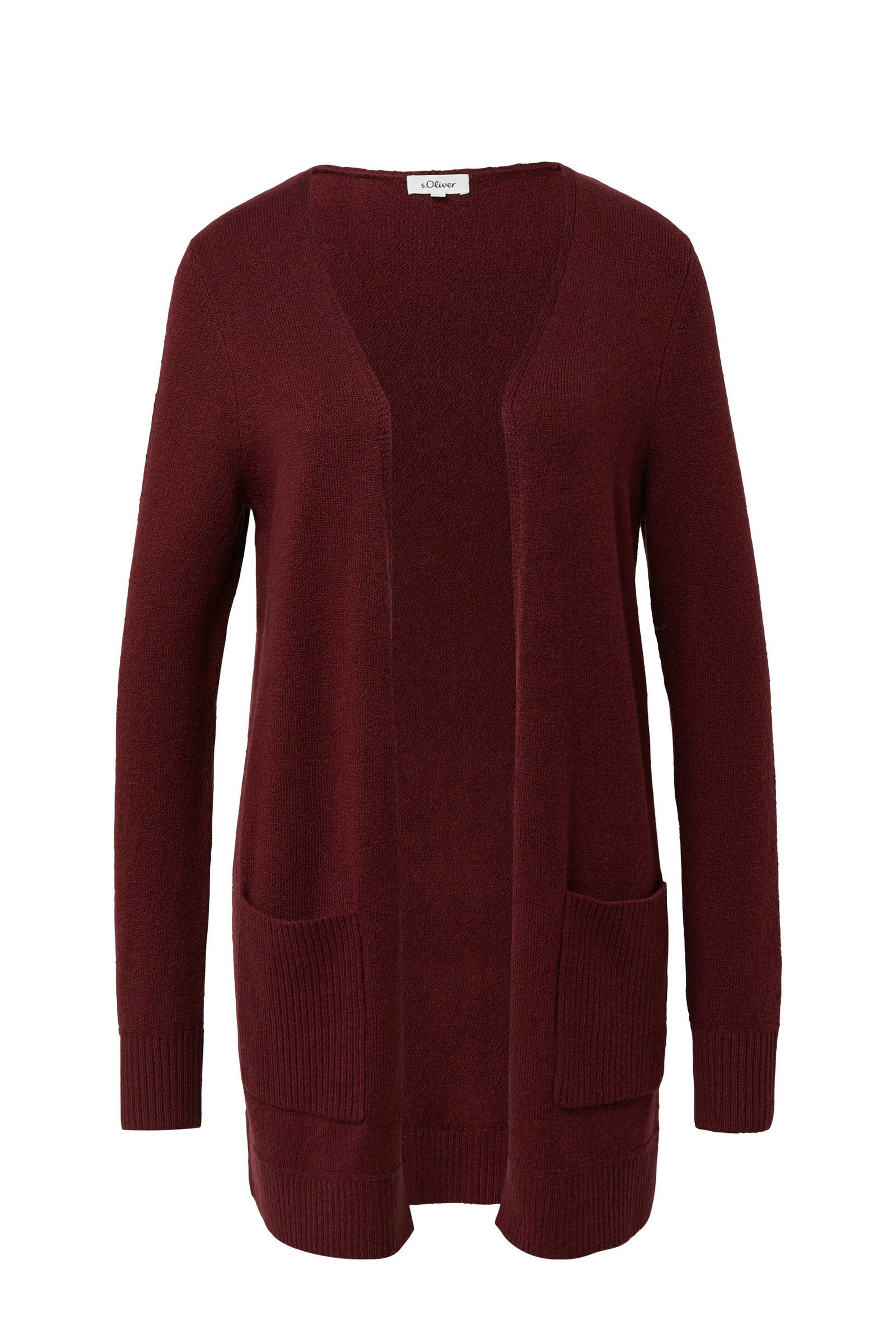 s.Oliver gebreid vest met wol donkerrood | wehkamp