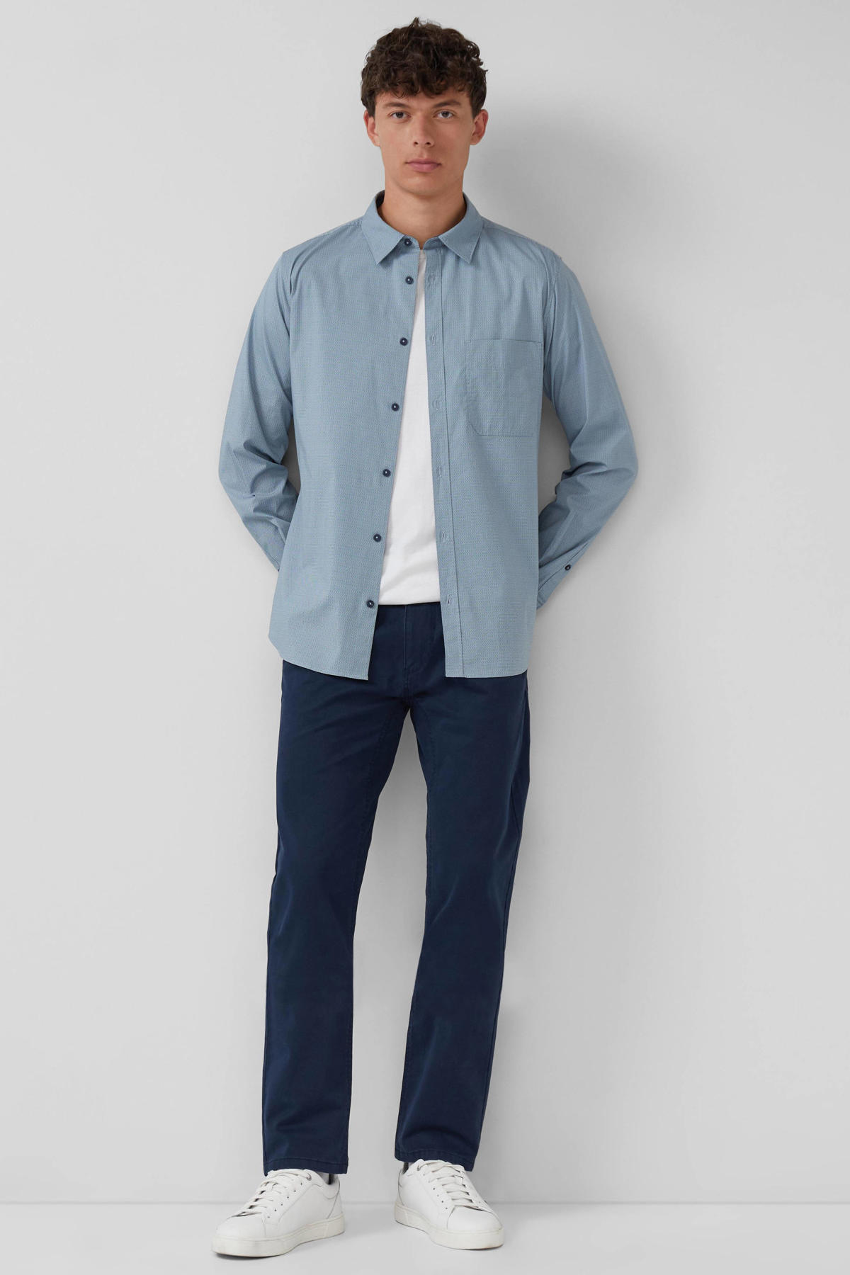 s.Oliver slim casual overhemd lichtblauw | wehkamp