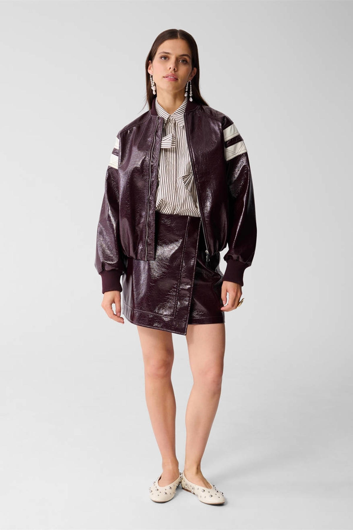 Shoeby lak leren rok donkerrood | wehkamp