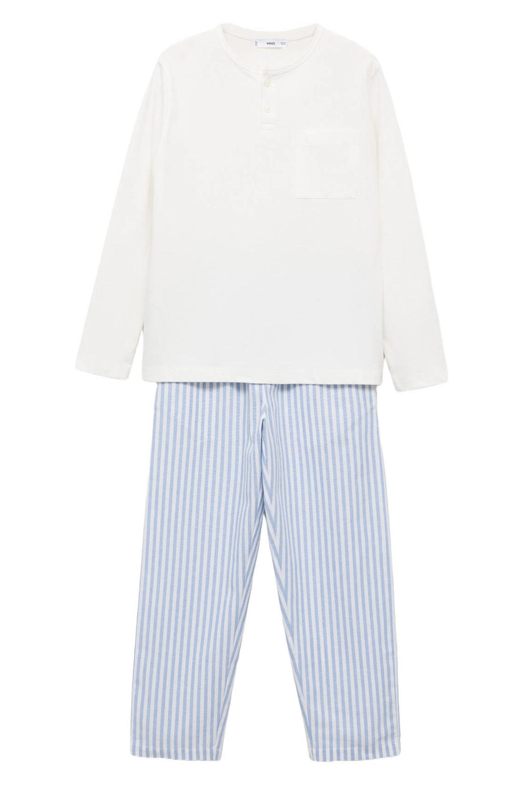 Mango Kids pyjama lichtblauw/wit | wehkamp