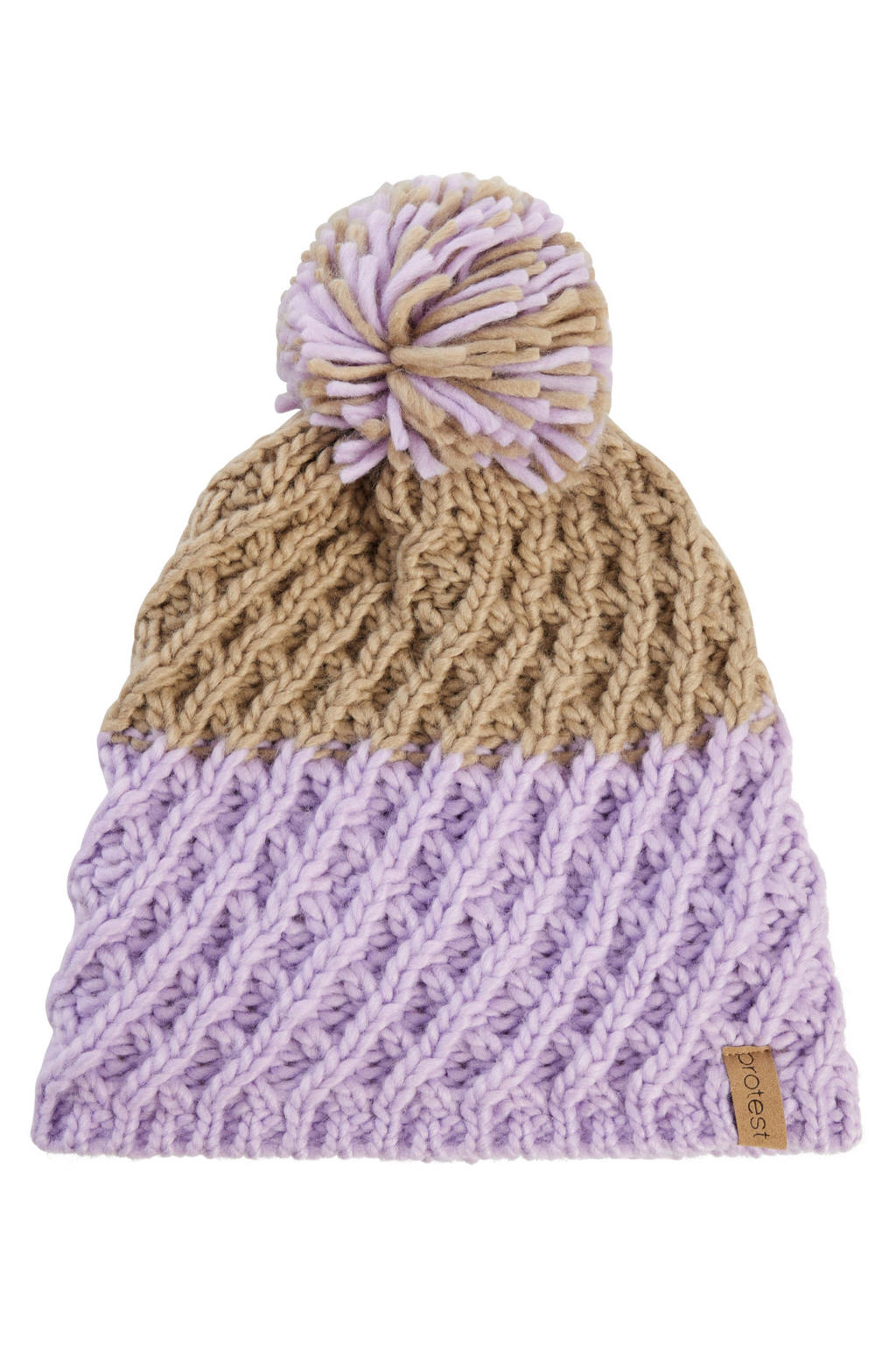 Protest pompon muts PRTHiker lila/beige | wehkamp