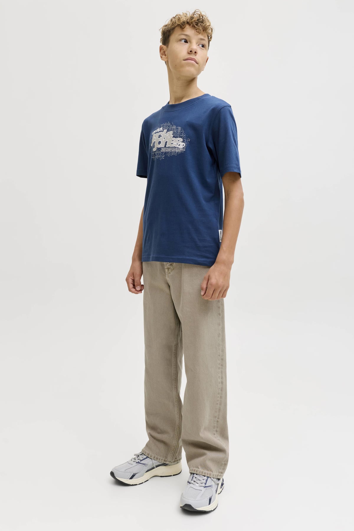 JACK & JONES JUNIOR high waist loose fit jeans lichtbruin | wehkamp