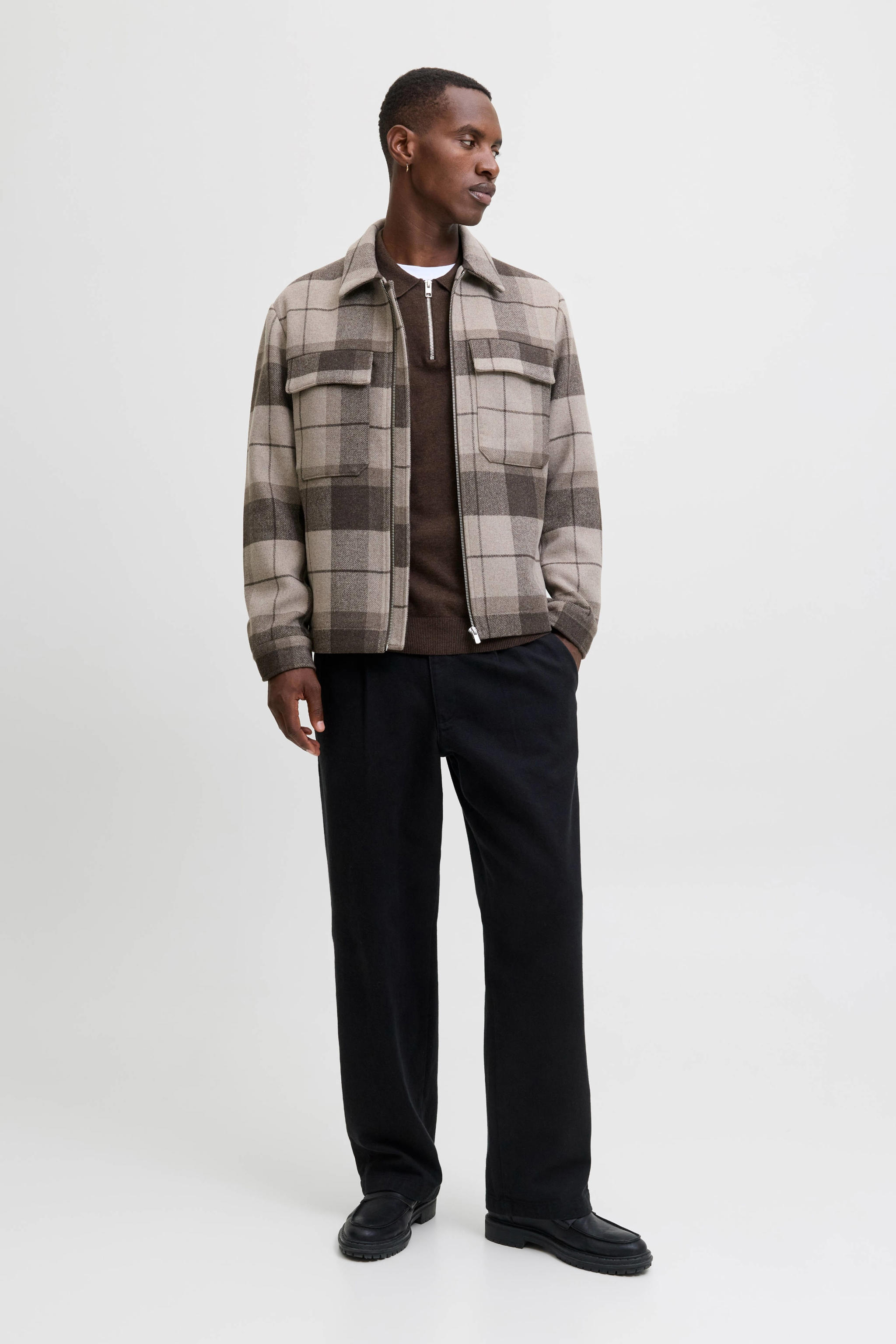 JACK & JONES ESSENTIALS trui fijn gebreid bruin | wehkamp