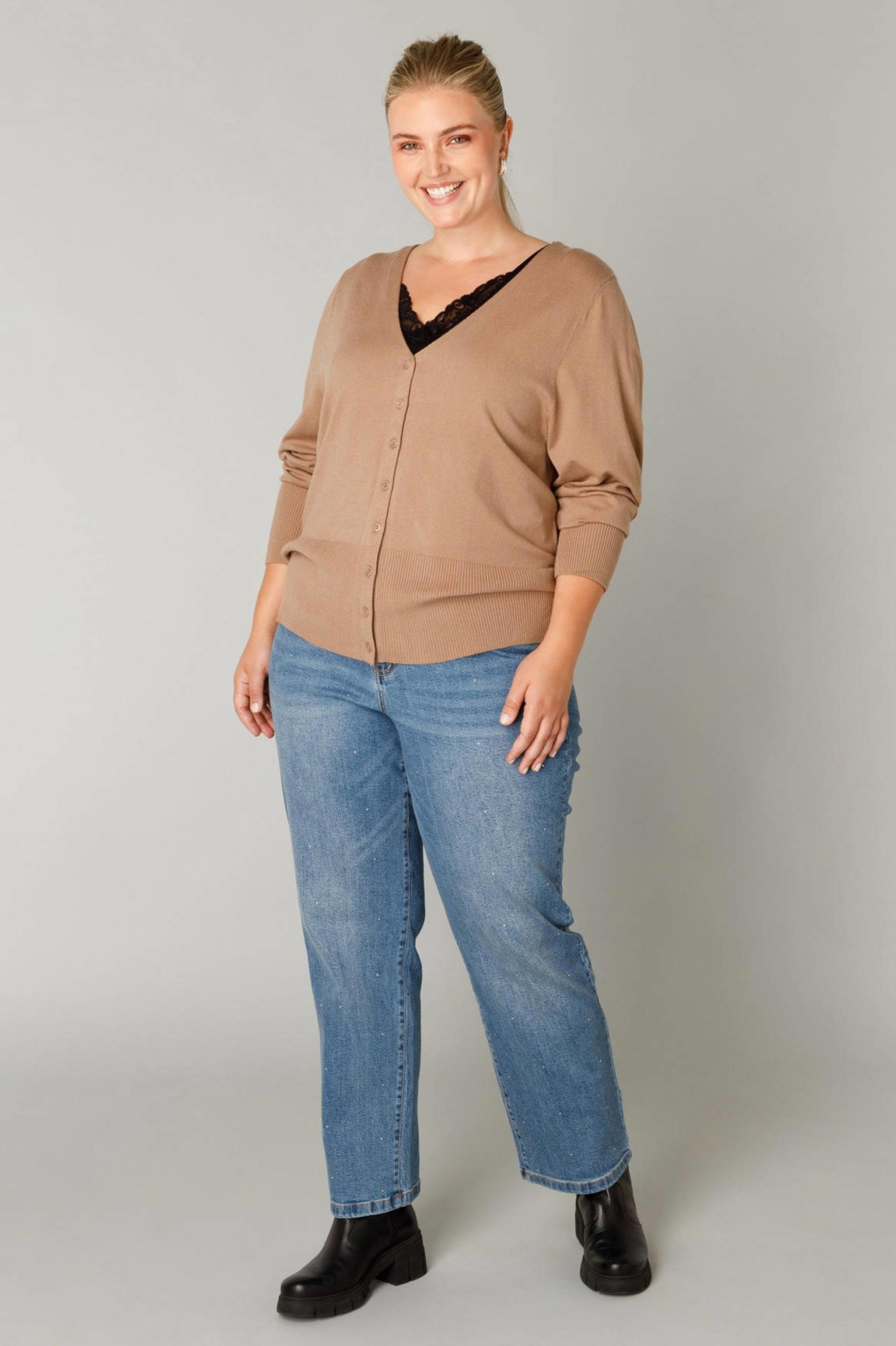 Yest Curve vest beige fijn gebreid | wehkamp