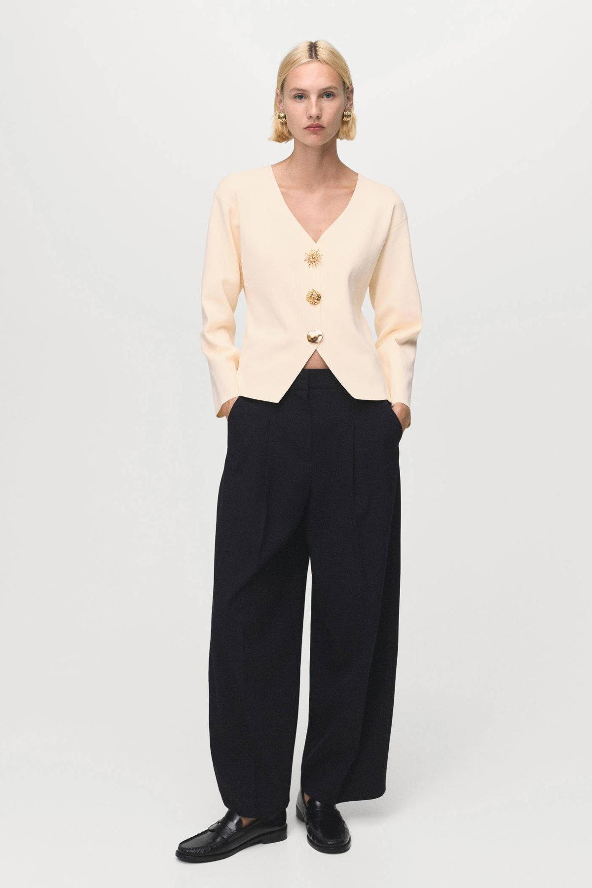 Mango vest beige fijn gebreid | wehkamp