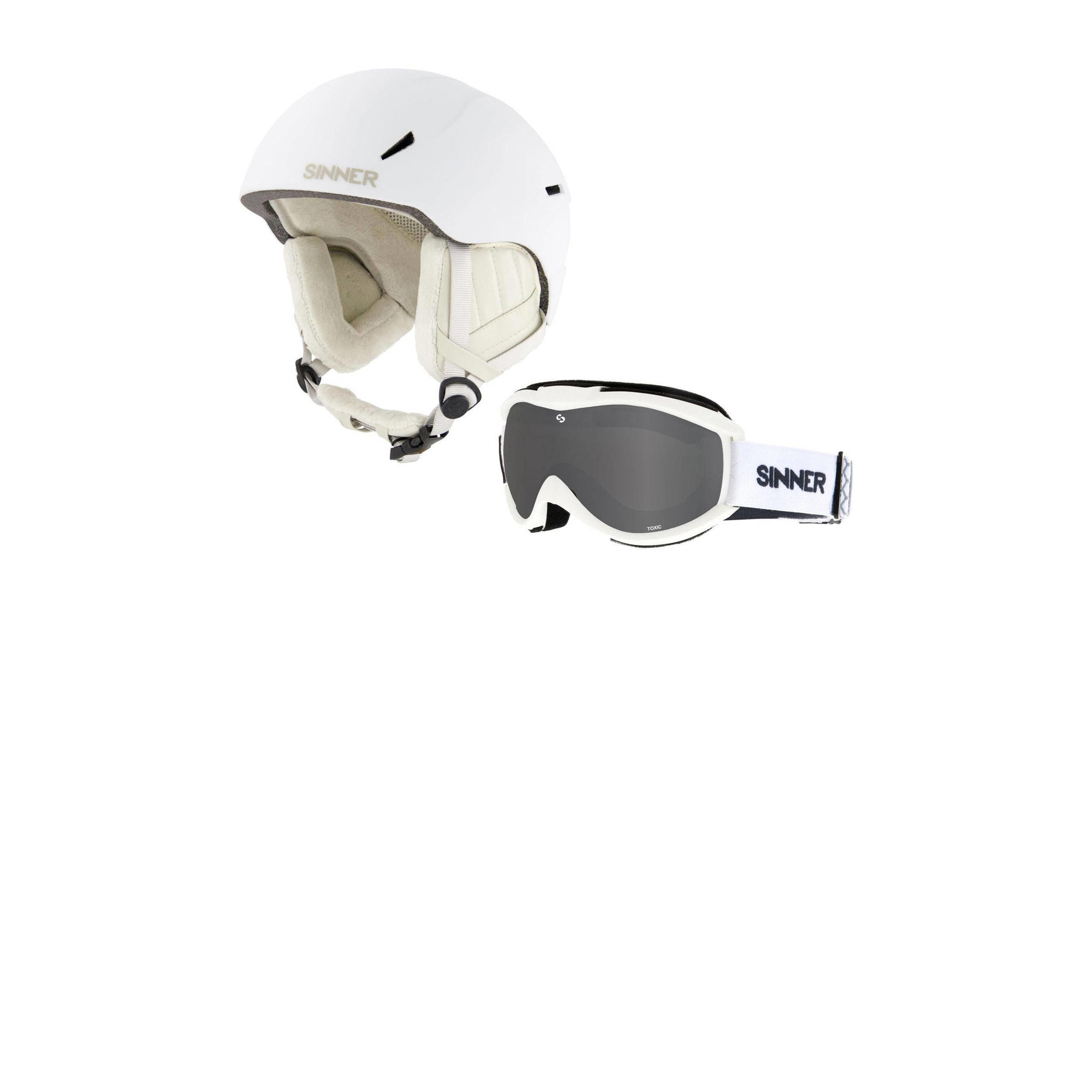 Sinner Senior skihelm Crest+skibril Toxic wit | wehkamp