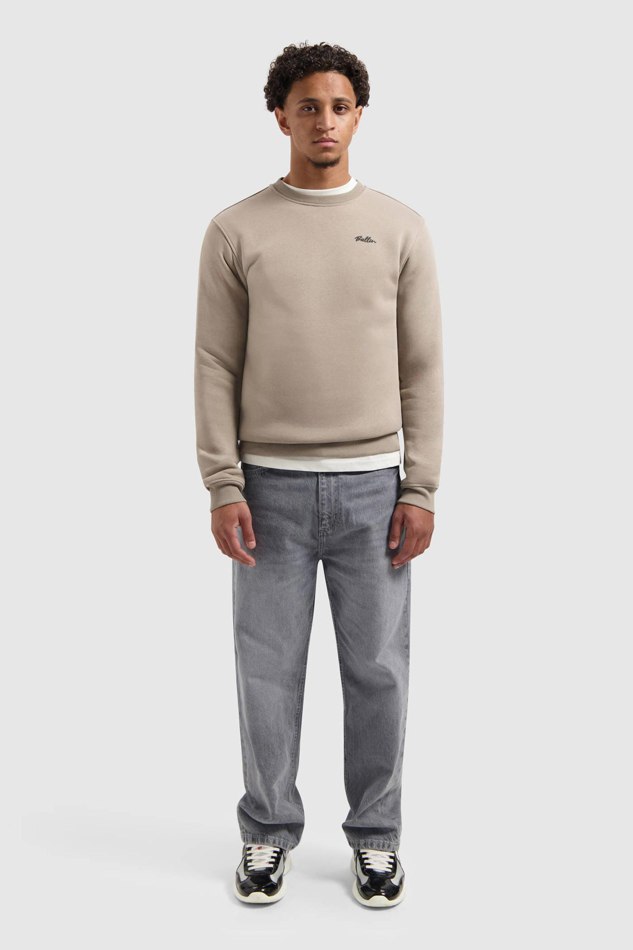 Ballin sweater met backprint taupe | wehkamp