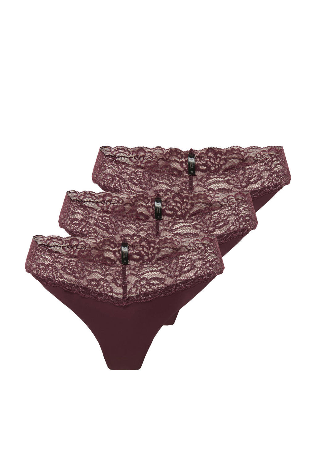 ONLY string ONLCHLOE (set van 3) donkerrood | wehkamp