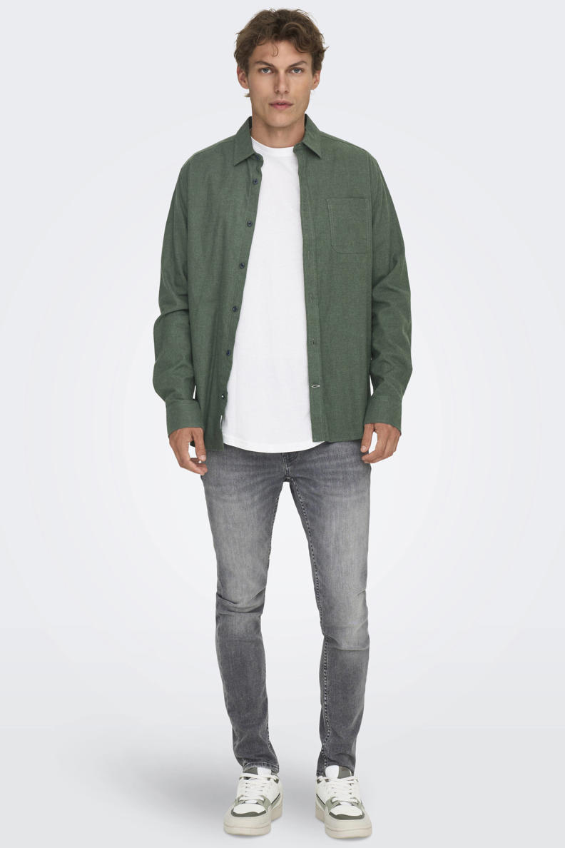 ONLY & SONS casual overhemd groen | wehkamp