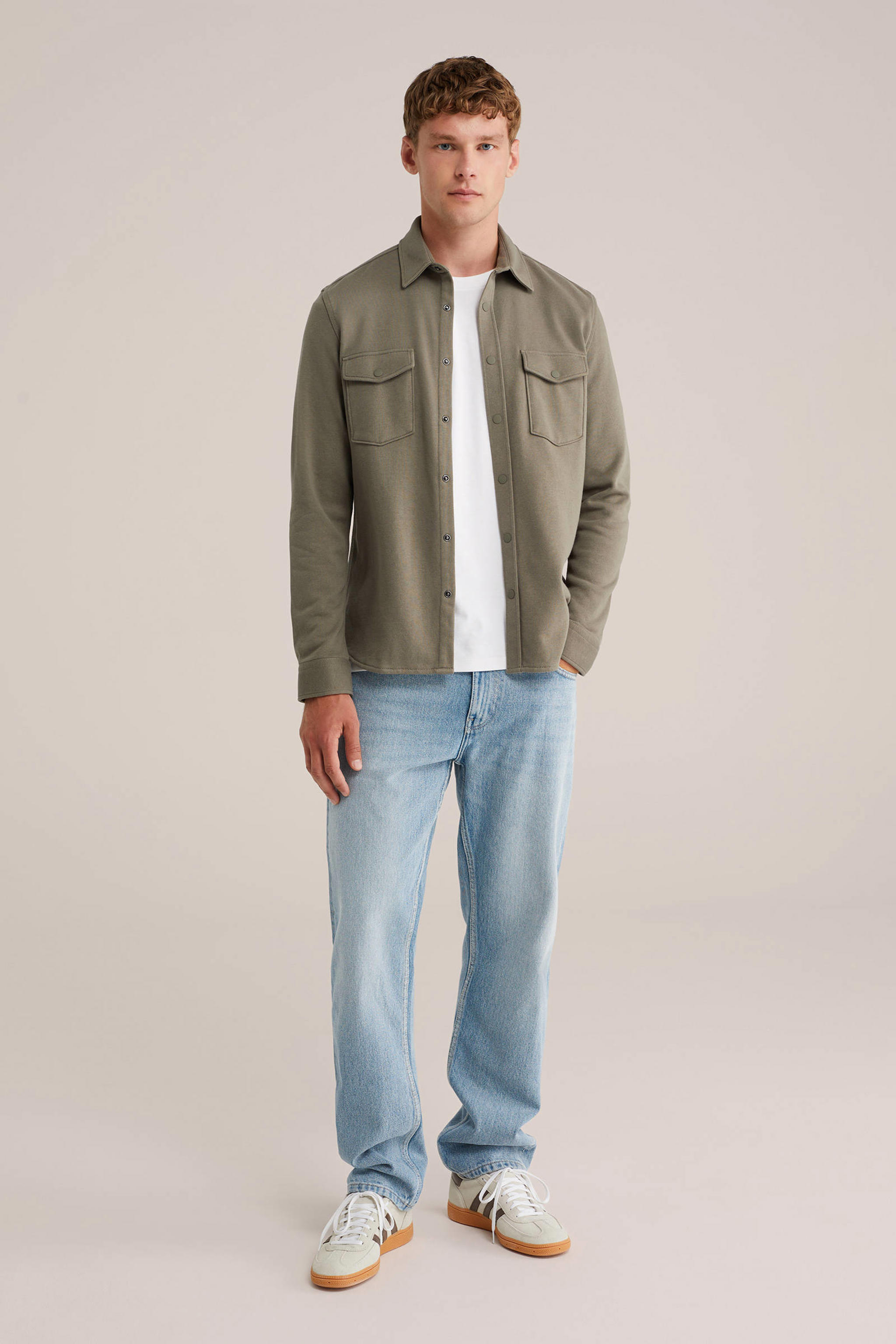 WE Fundamentals overshirt smoked olive | wehkamp