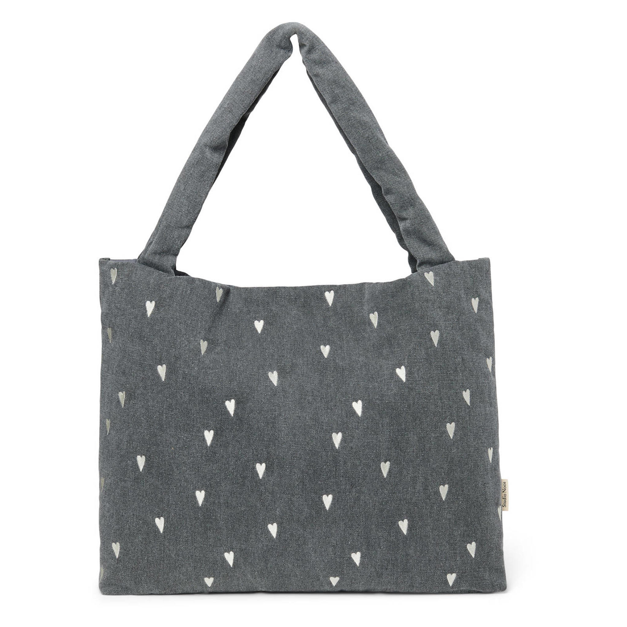 Studio Noos luiertas Denim Hearts Mom Bag grijs | wehkamp