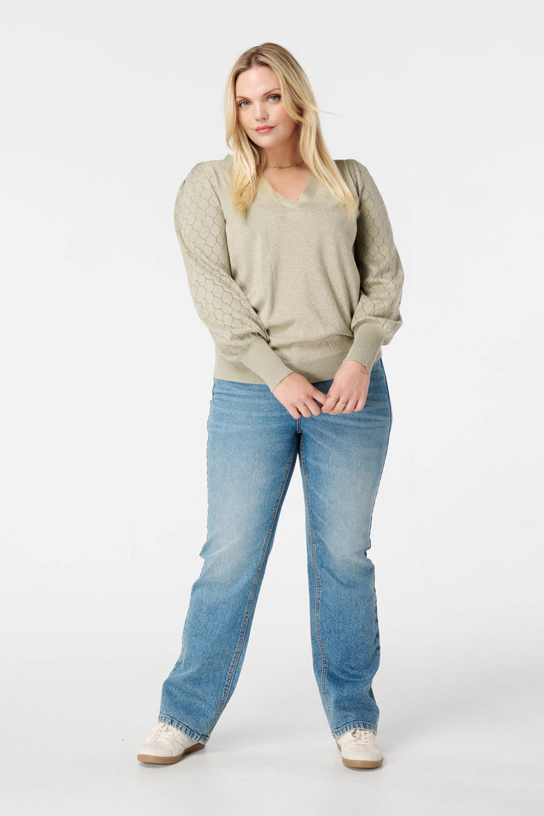 MS Mode pullover lichtgroen met lurex | wehkamp