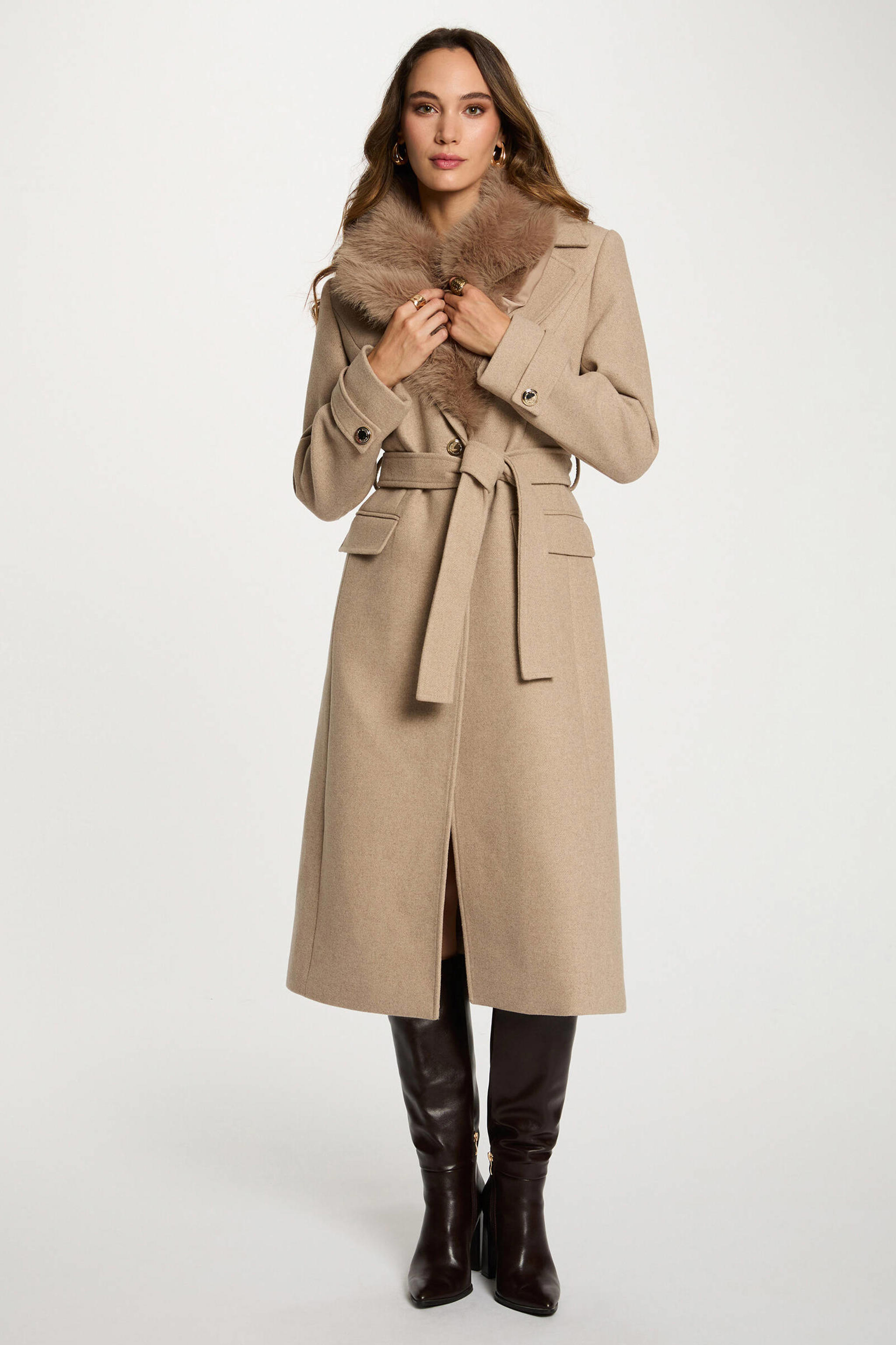 Morgan wollen manteljas beige | wehkamp