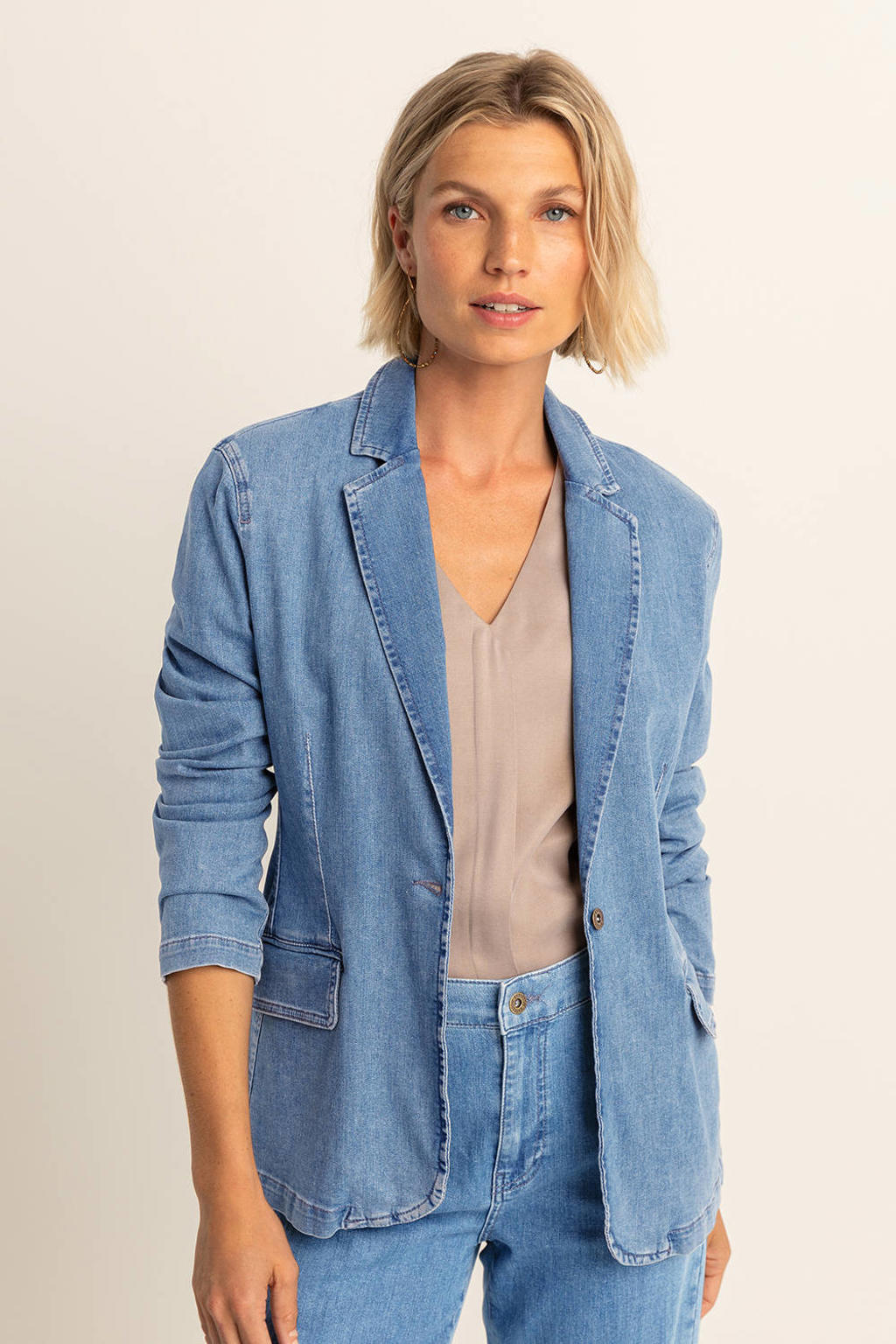 Expresso denim regular blazer medium blue denim | wehkamp