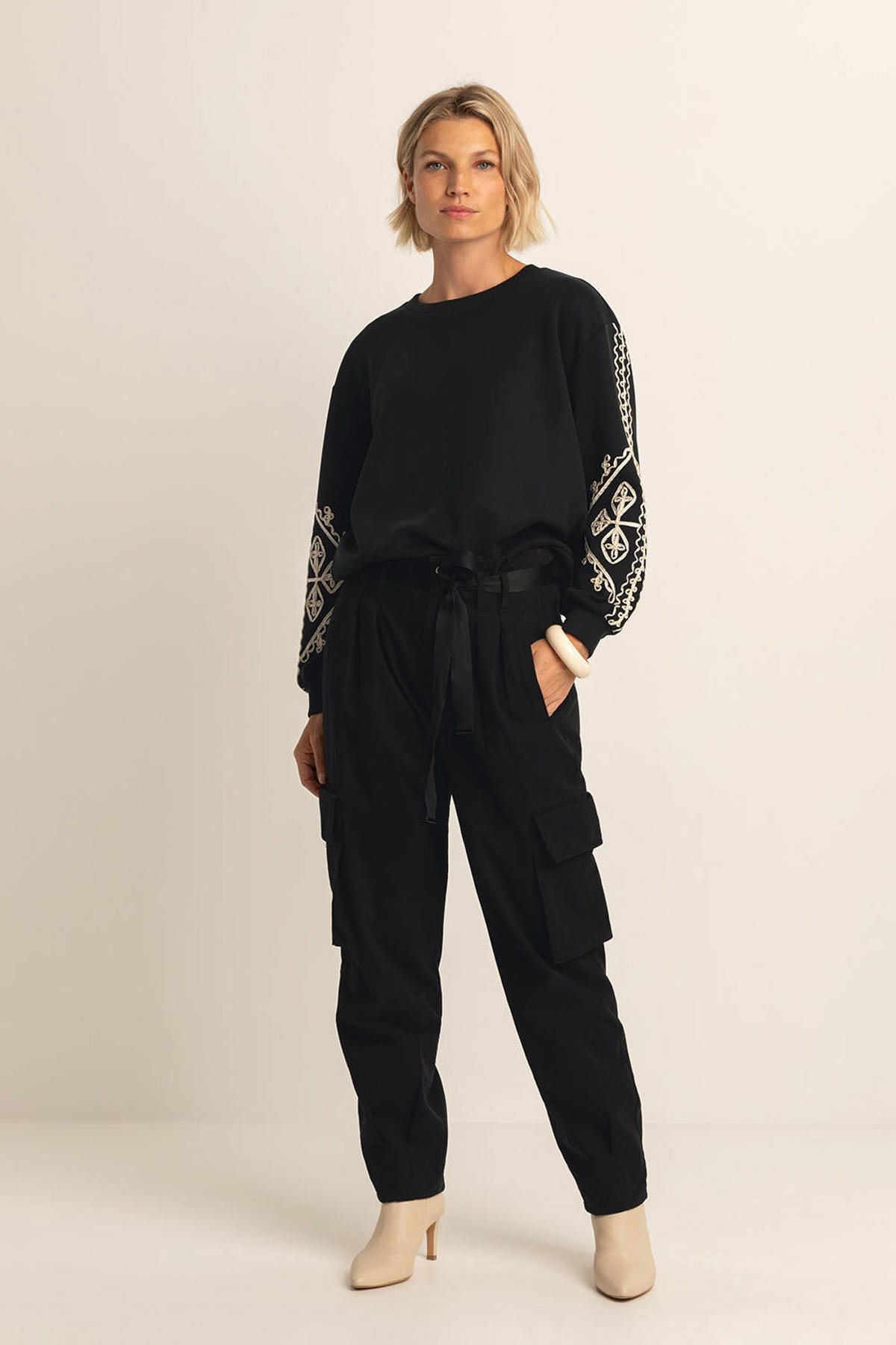 Expresso regular high waist cargobroek zwart | wehkamp