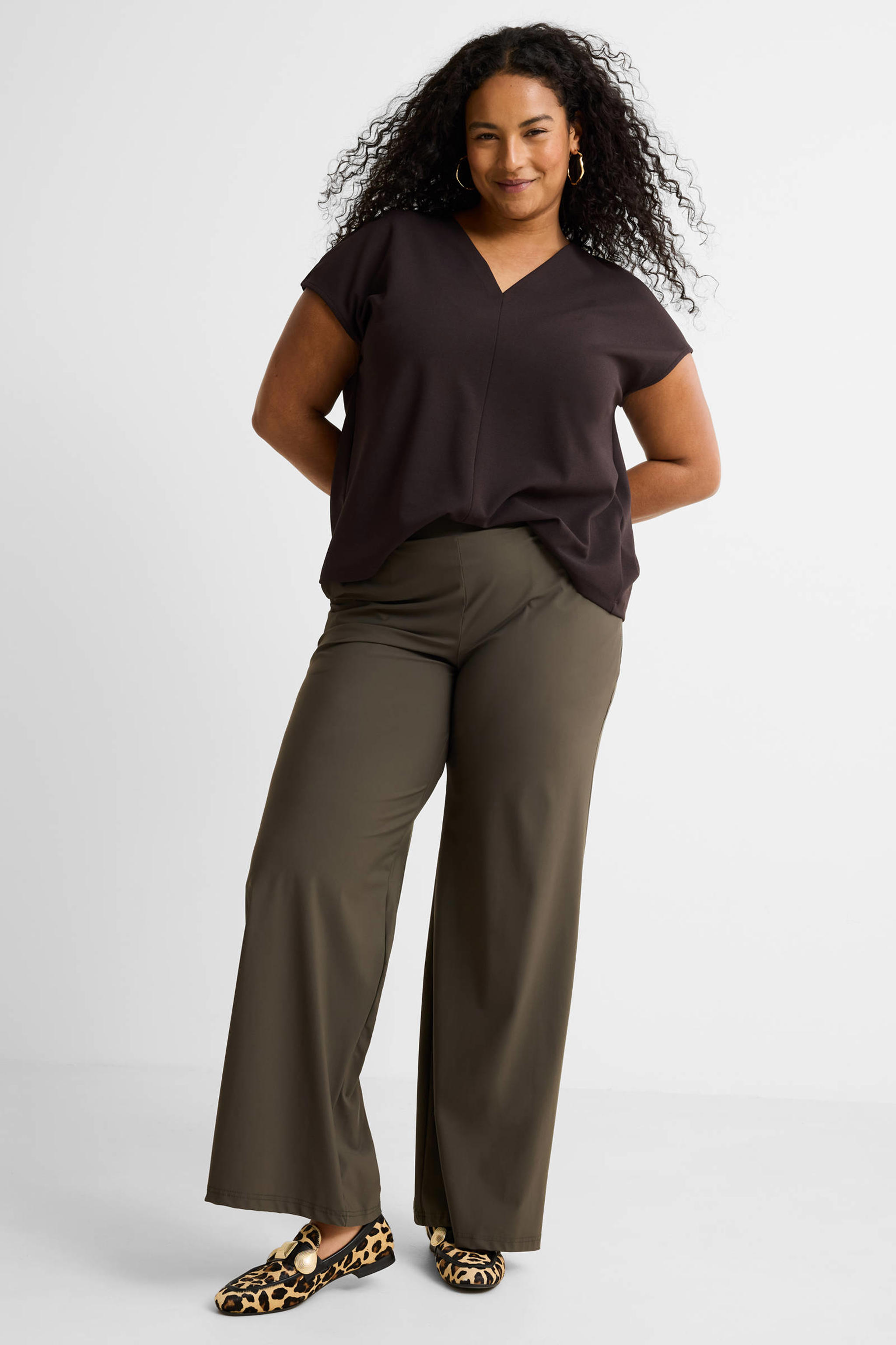 GREAT LOOKS wide leg travel broek olijfgroen | wehkamp
