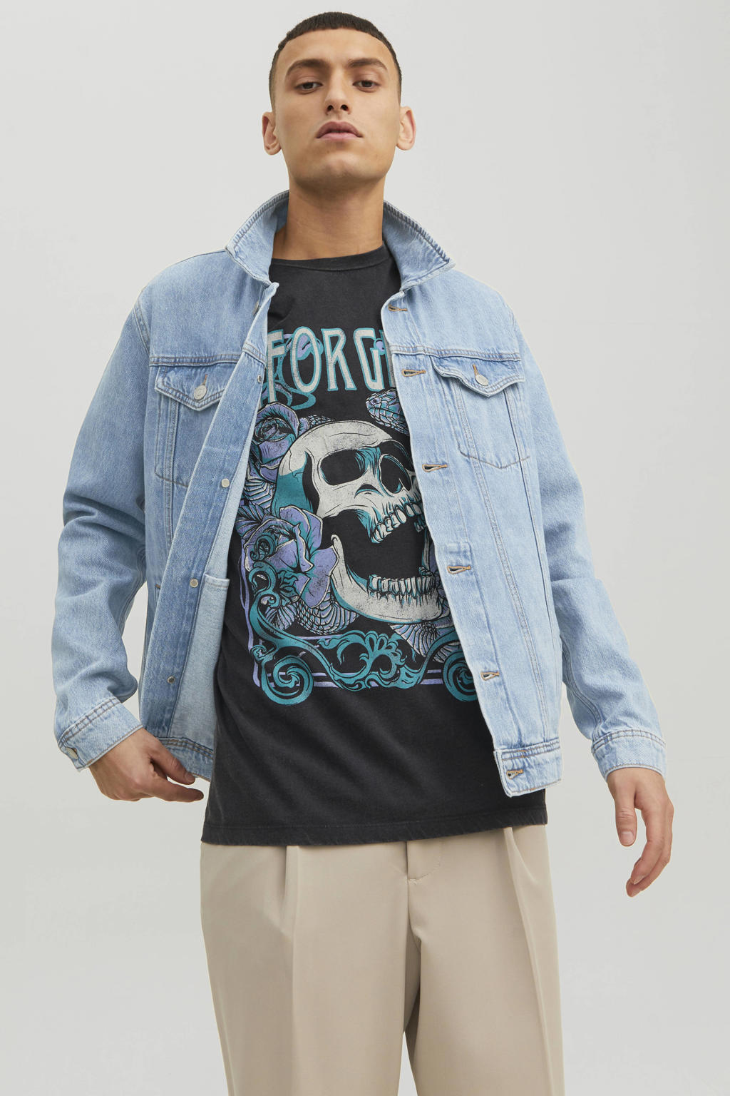 JACK & JONES JEANS INTELLIGENCE denim spijkerjas light blue denim | wehkamp