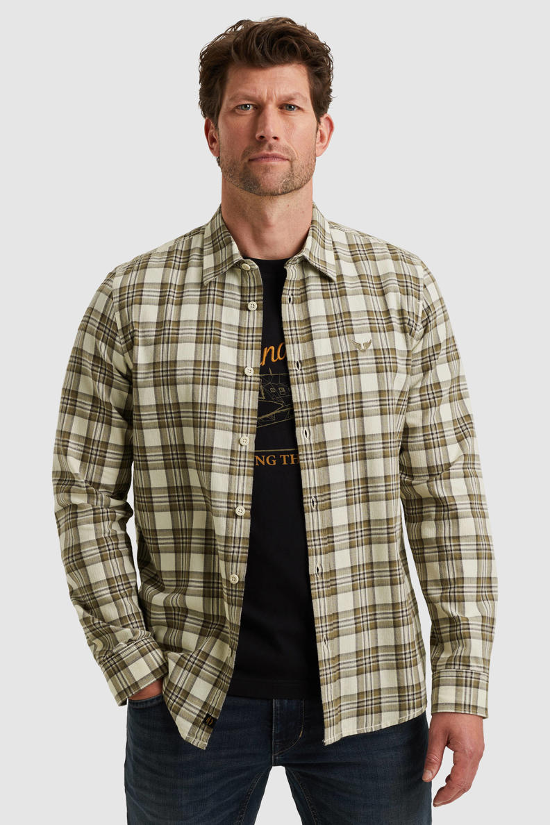 PME Legend regular geruit casual overhemd beige | wehkamp