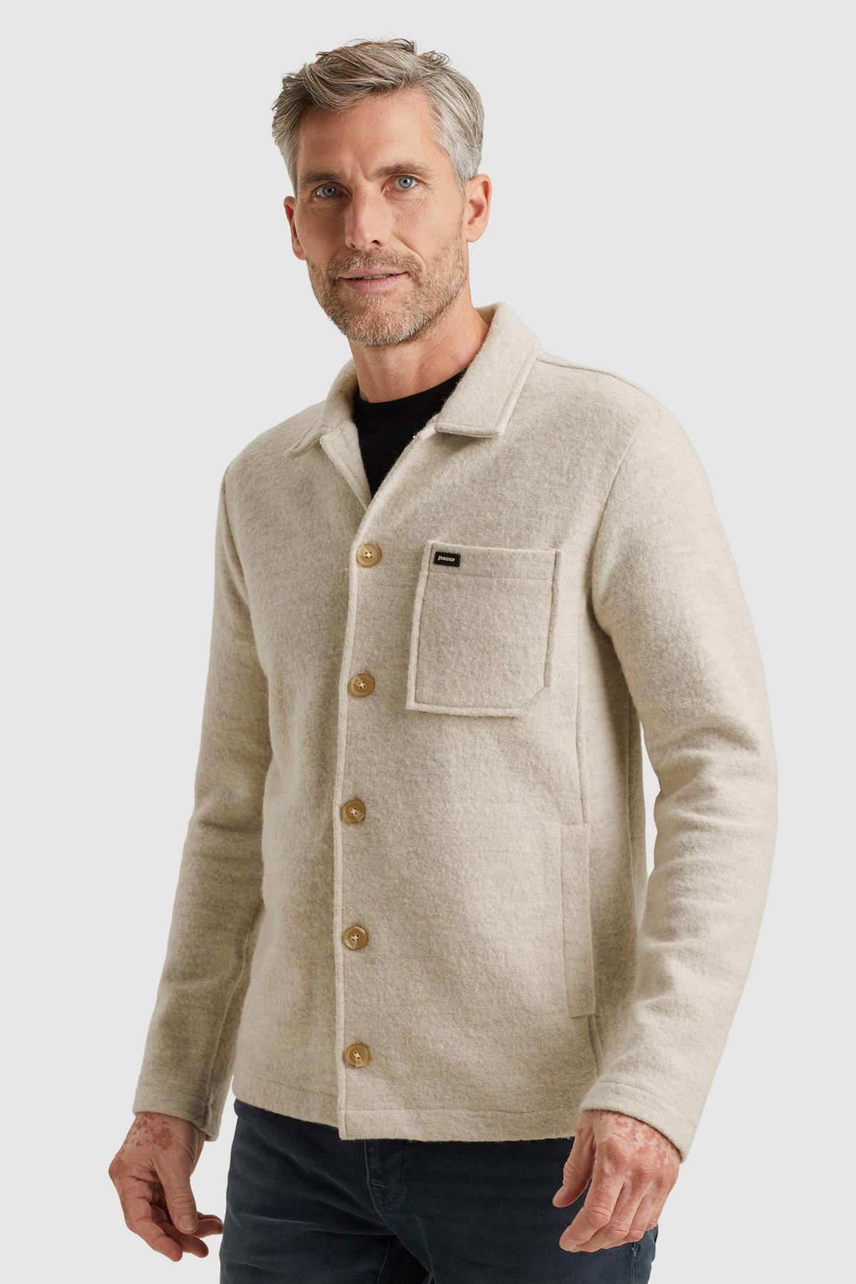 Vanguard vest met wol gebreid beige | wehkamp