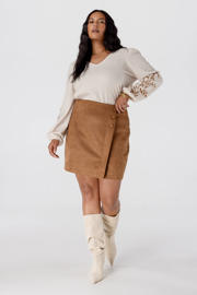 MS Mode suede imitatieleren rok cognac | wehkamp