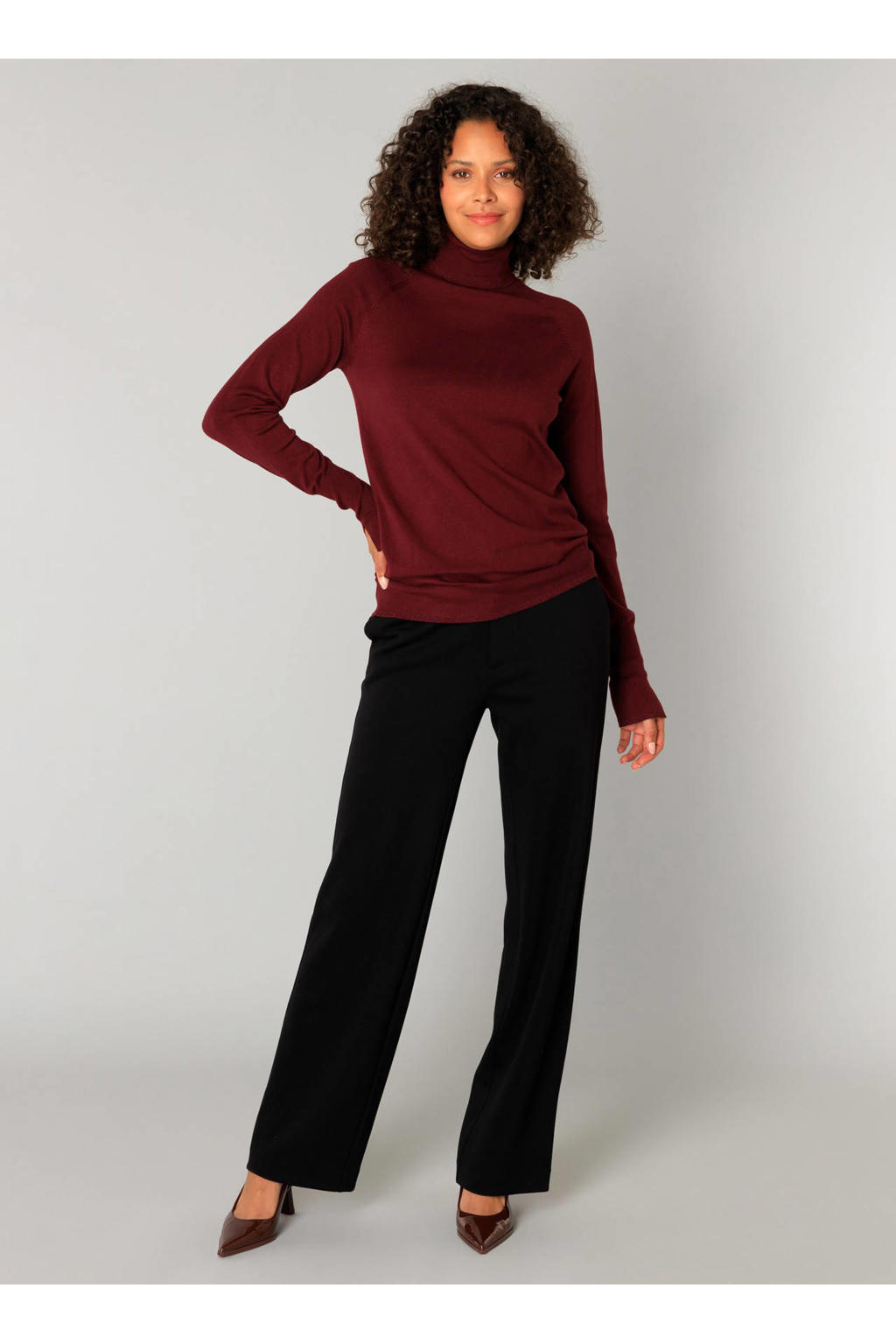 Yest top donkerrood fijn gebreid | wehkamp