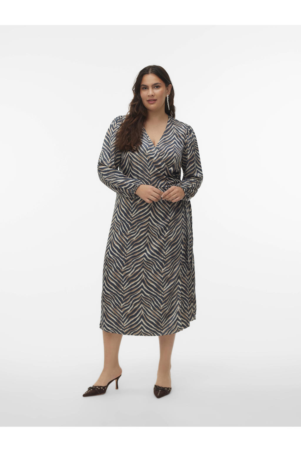 VERO MODA CURVE mini jurk met zebraprint zwart | wehkamp