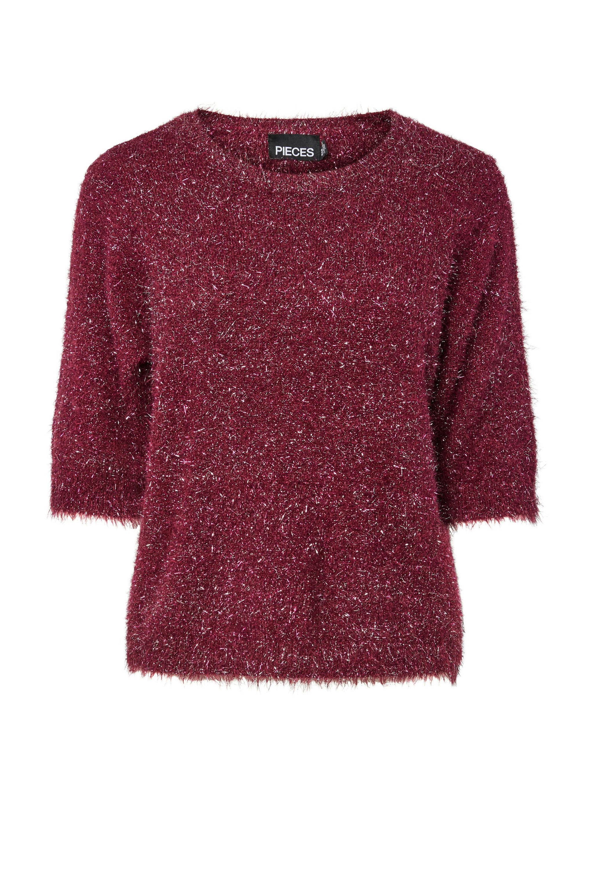 PIECES Curve top donkerrood gebreid | wehkamp