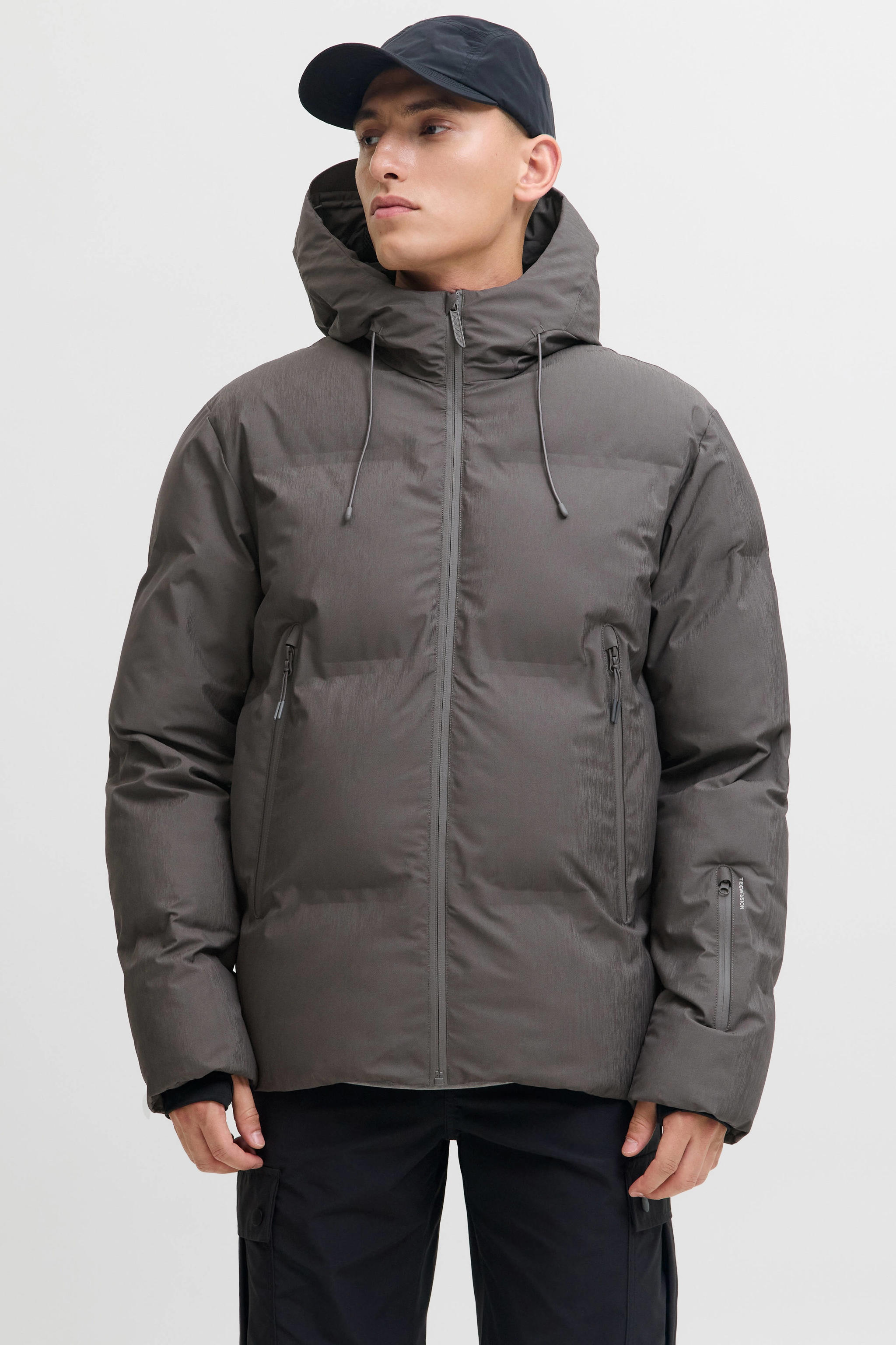 JACK & JONES CORE gewatteerde jas gebreid grijs | wehkamp