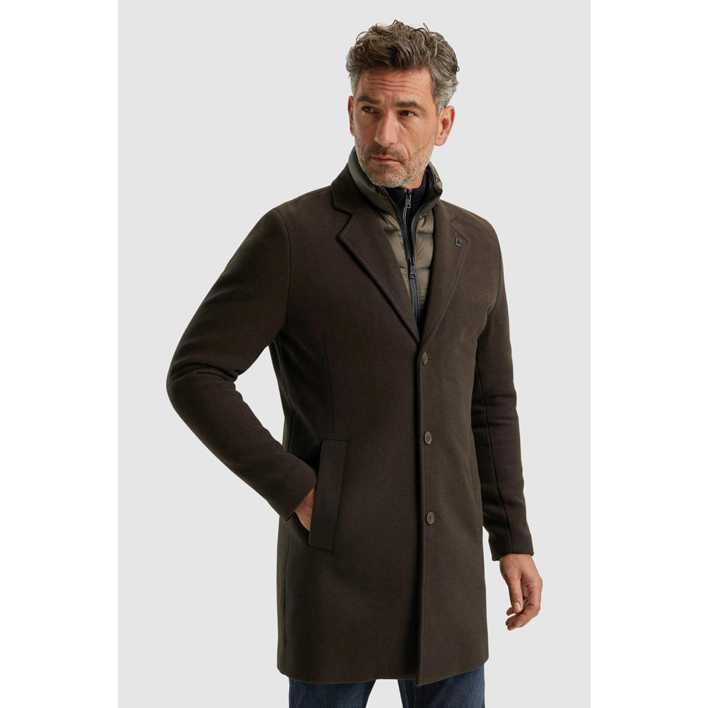 Vanguard manteljas met wol Marten Choproad donkerbruin | wehkamp