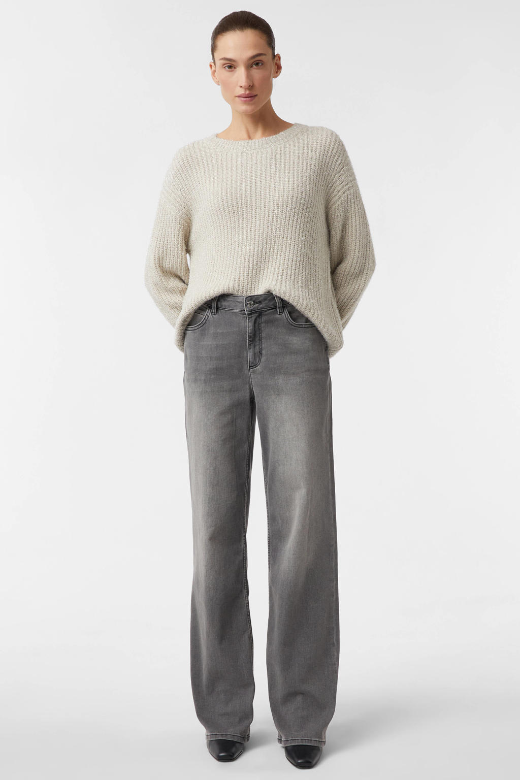 comma wide leg jeans grey denim | wehkamp