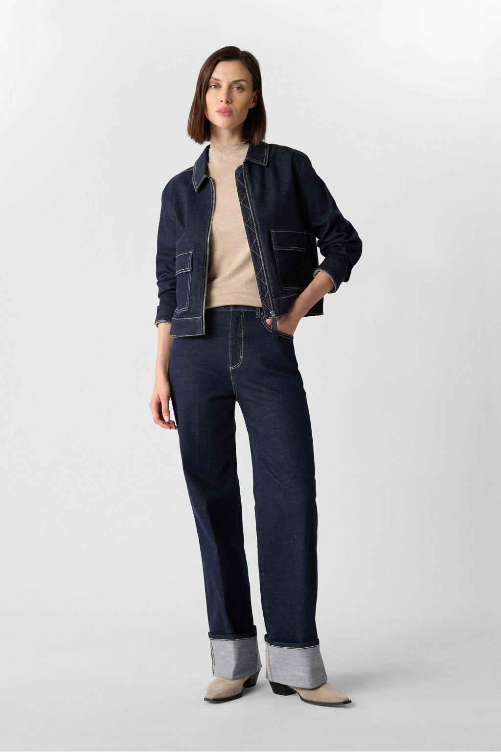 comma casual identity denim spijkerjas dark blue denim | wehkamp