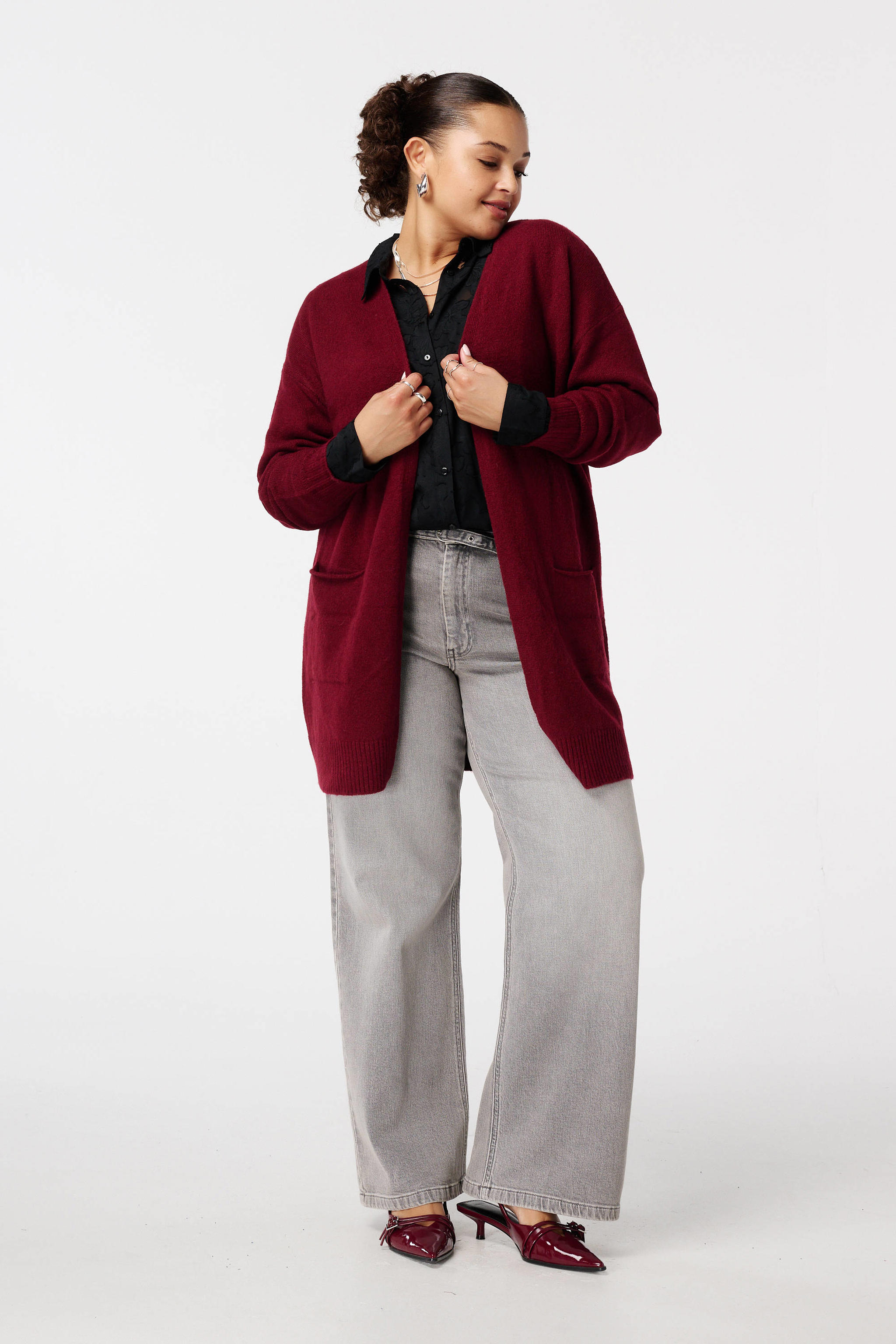 MS Mode gebreid vest donkerrood | wehkamp