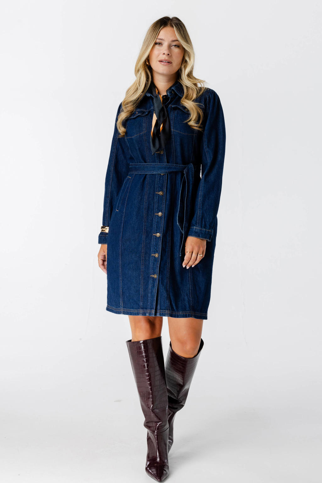 MS Mode denim blousejurk dark blue denim | wehkamp