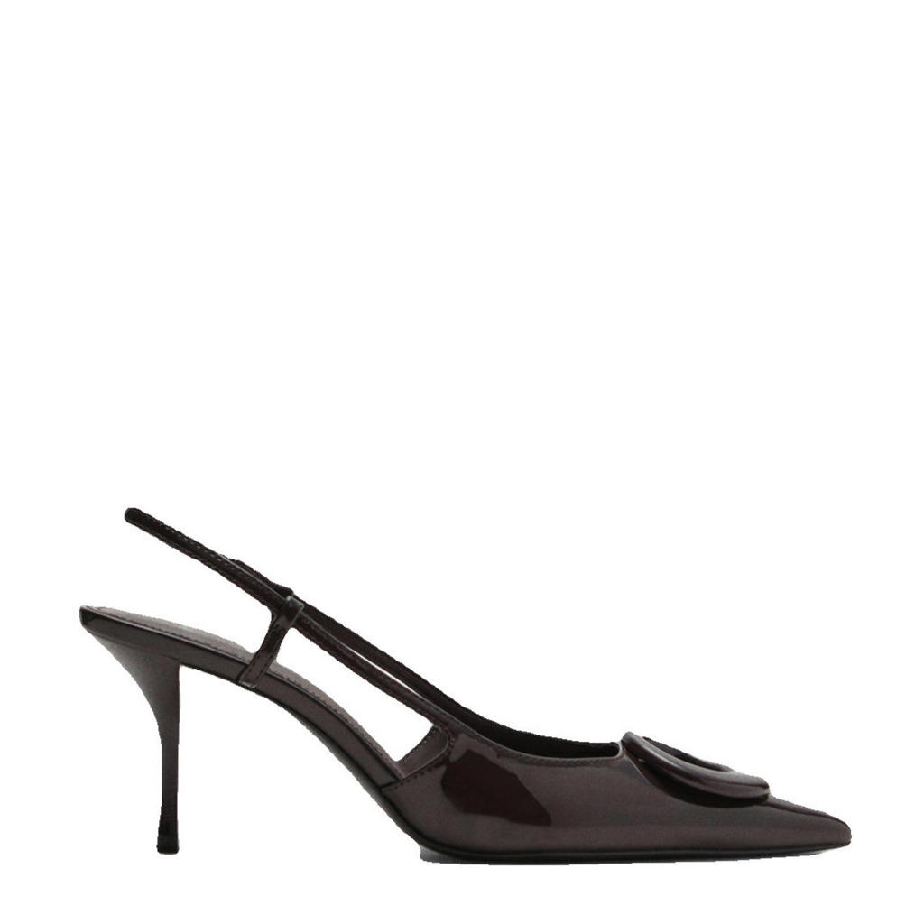 Mango lak slingback pumps donkerbruin | wehkamp