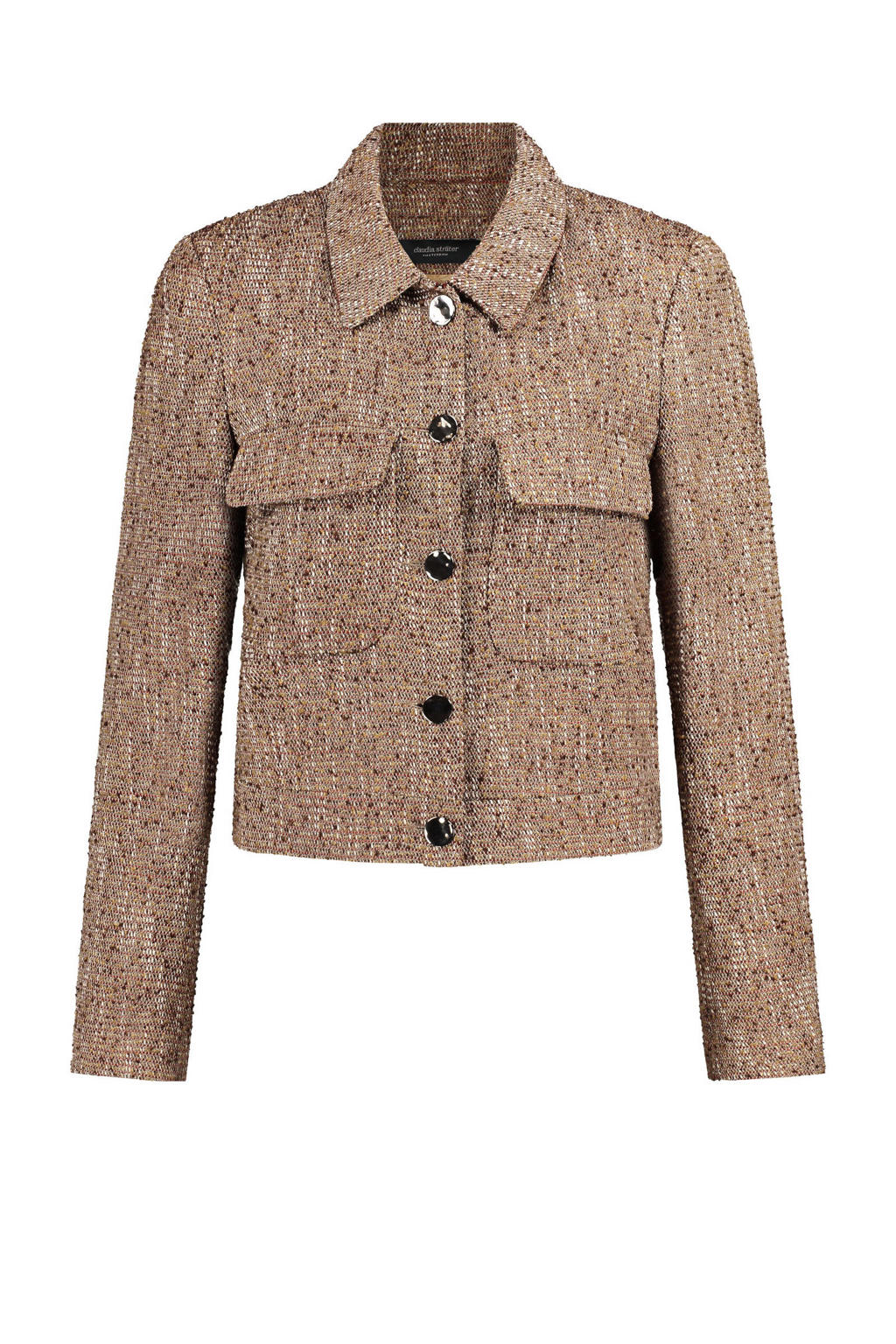 Claudia Sträter tweed jasje bruin | wehkamp