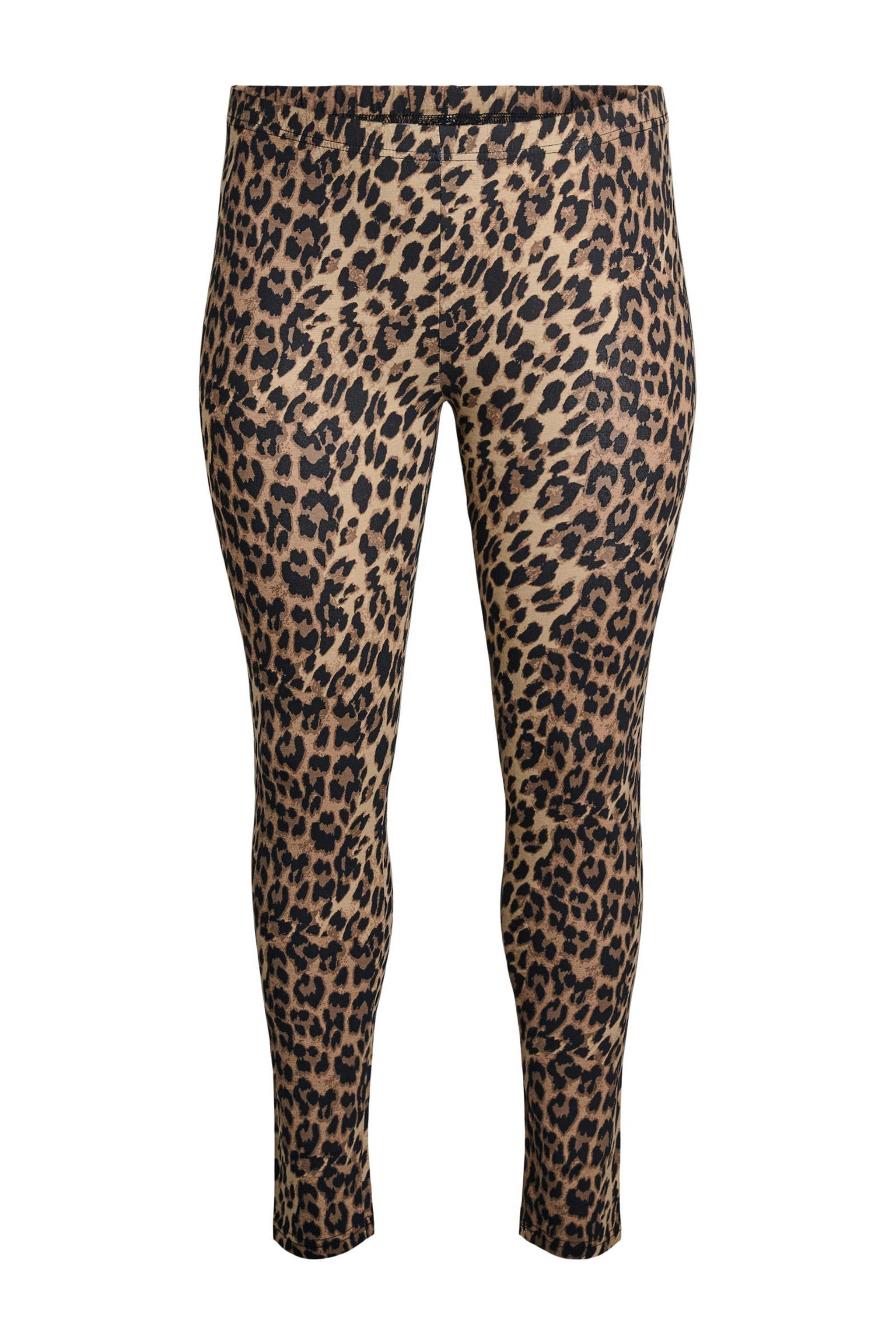 Zizzi slim high waist legging met panterprint beige | wehkamp