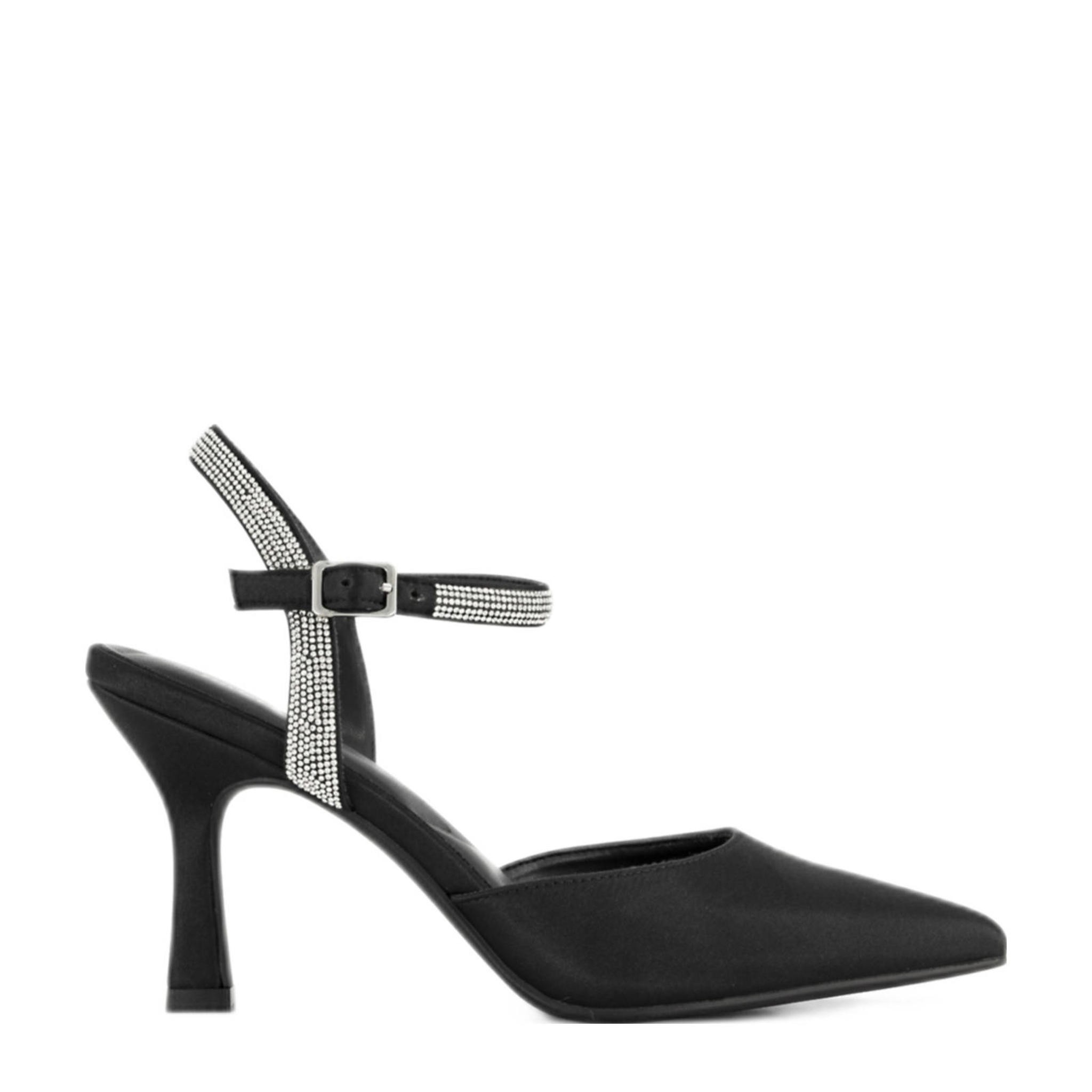 Graceland satijnen pumps met strass zwart | wehkamp